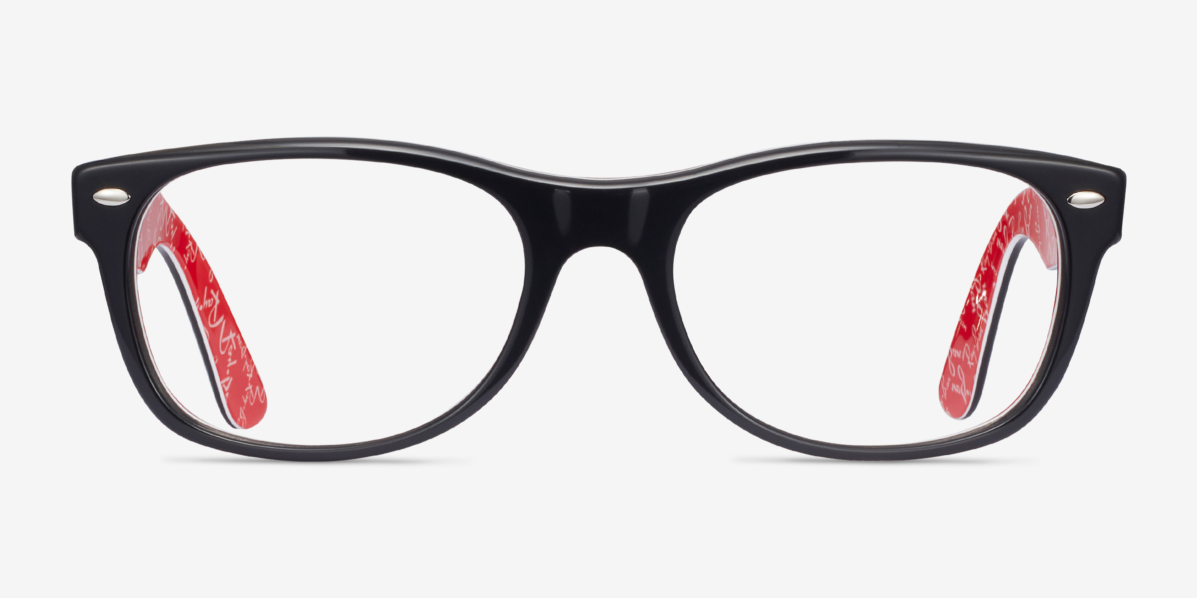 Ray-Ban RB5184 Wayfarer - Square Black & Red Frame Eyeglasses ...