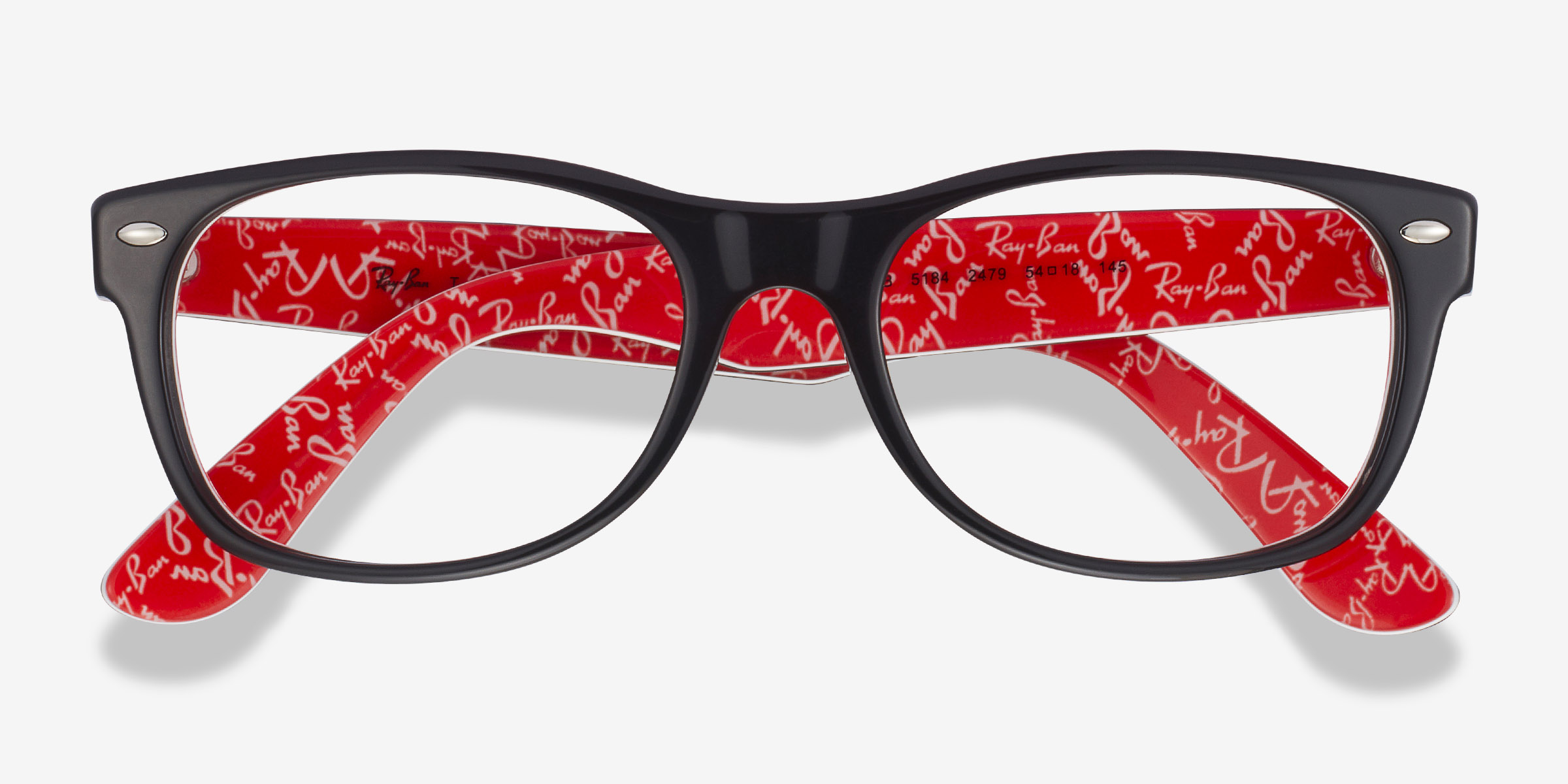 Ray-Ban RB5184 Wayfarer - Square Black & Red Frame Eyeglasses ...