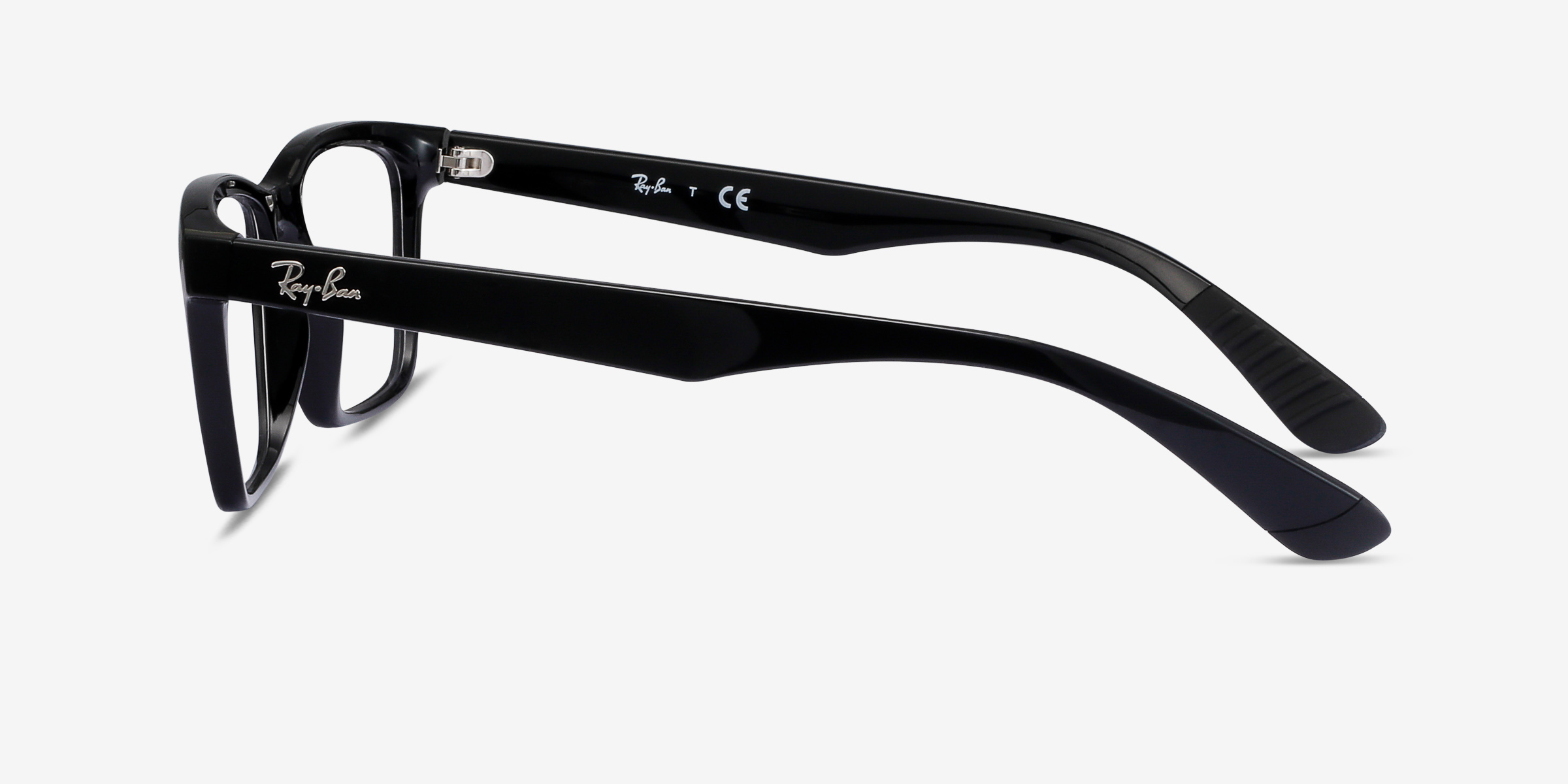 Ray-Ban RB7025 - Rectangle Shiny Black Frame Eyeglasses | Eyebuydirect