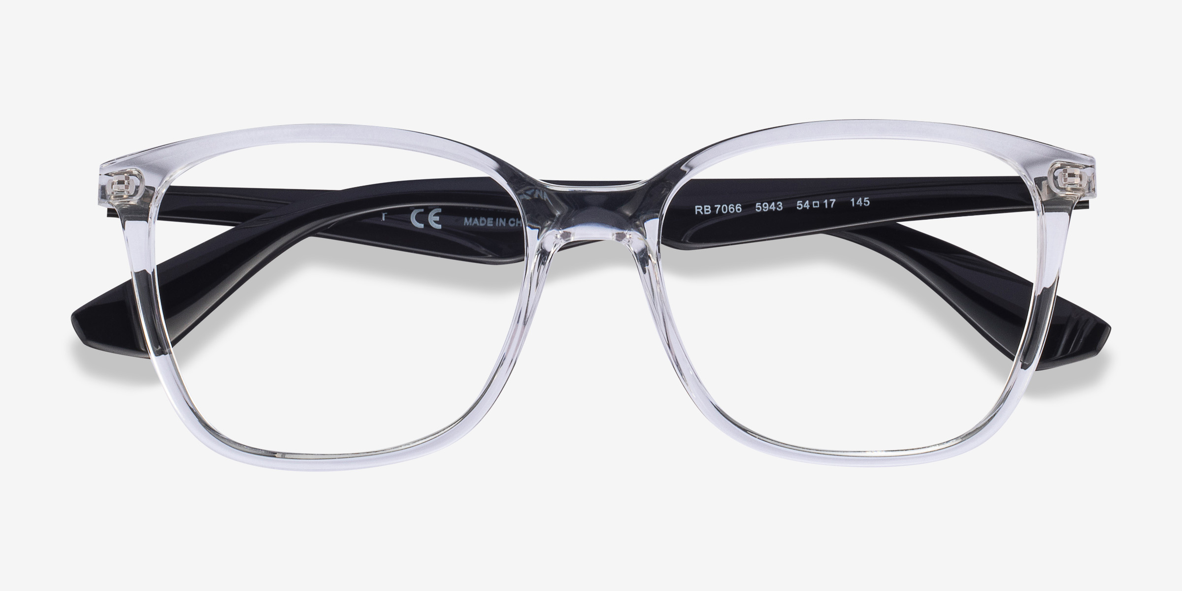 Ray-Ban RB7066 - Square Clear Black Frame Eyeglasses | Eyebuydirect