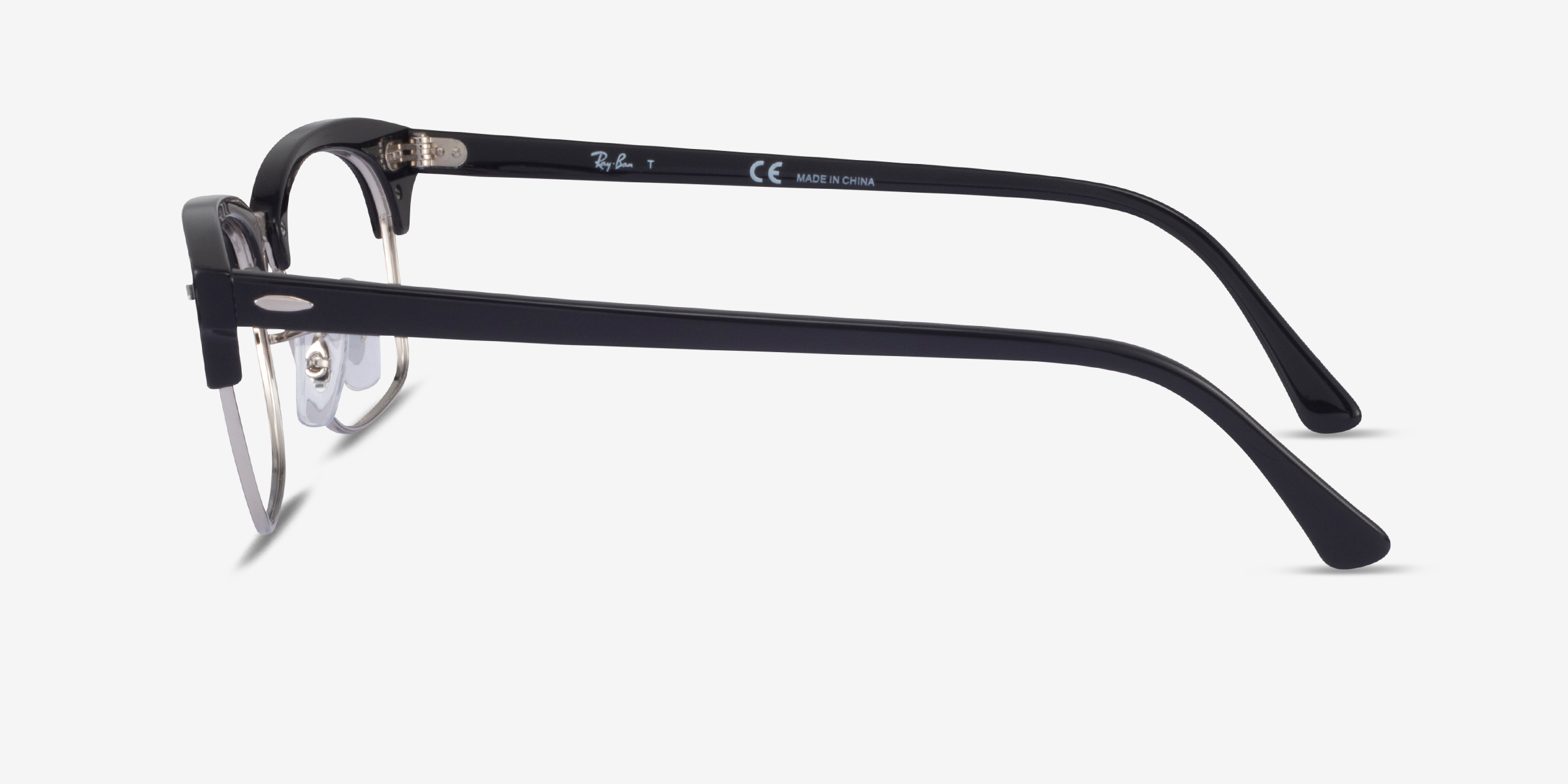 Ray-Ban Clubmaster Square - Browline Black & Silver Frame Eyeglasses ...