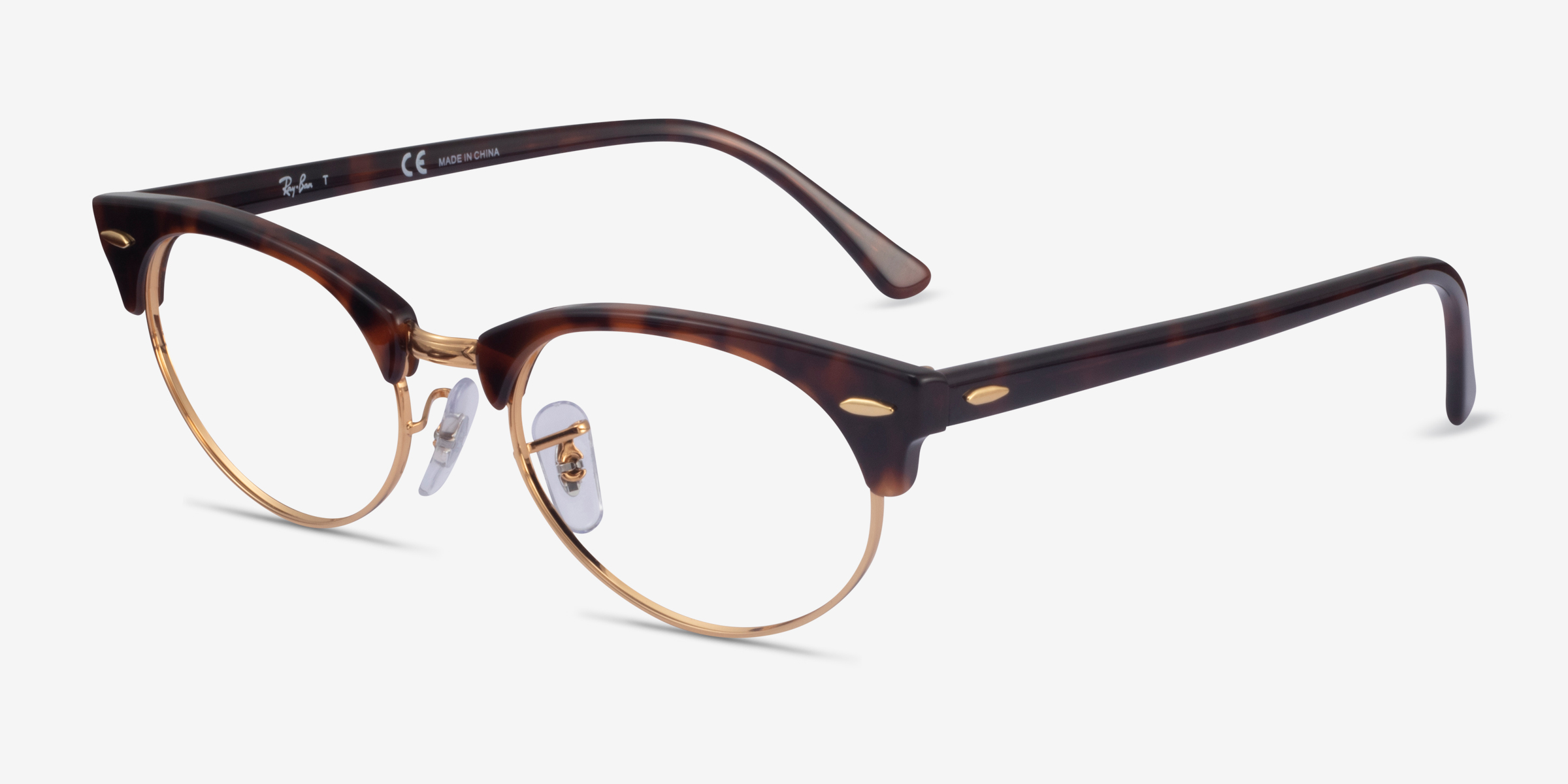 Ray-Ban Clubmaster Oval - Browline Tortoise & Gold Frame Eyeglasses ...