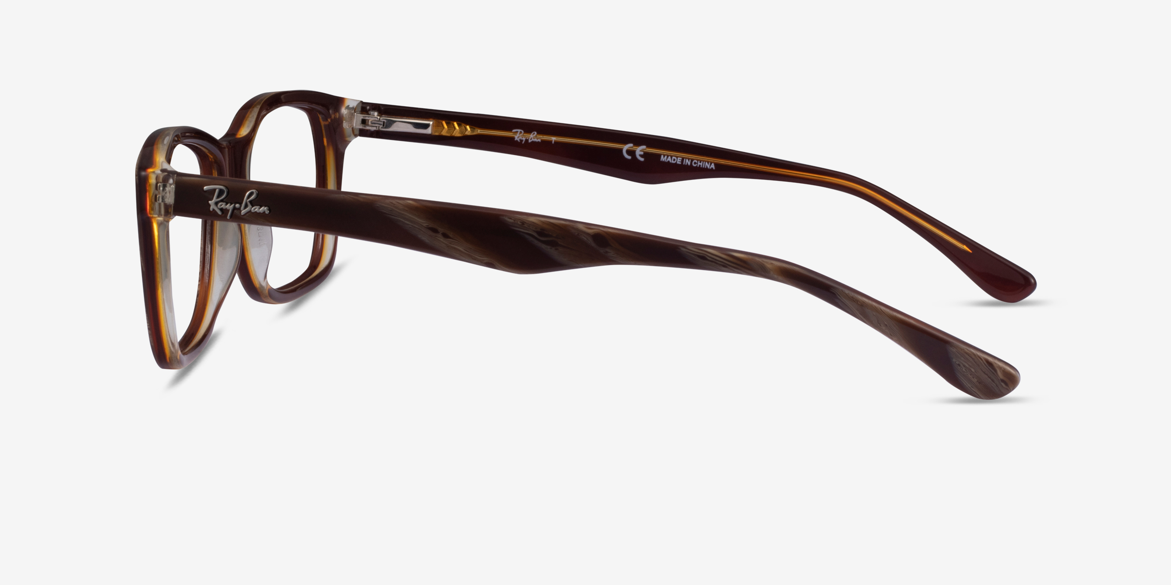 Ray-Ban RB5228 - Rectangle Brown Striped Frame Eyeglasses ...