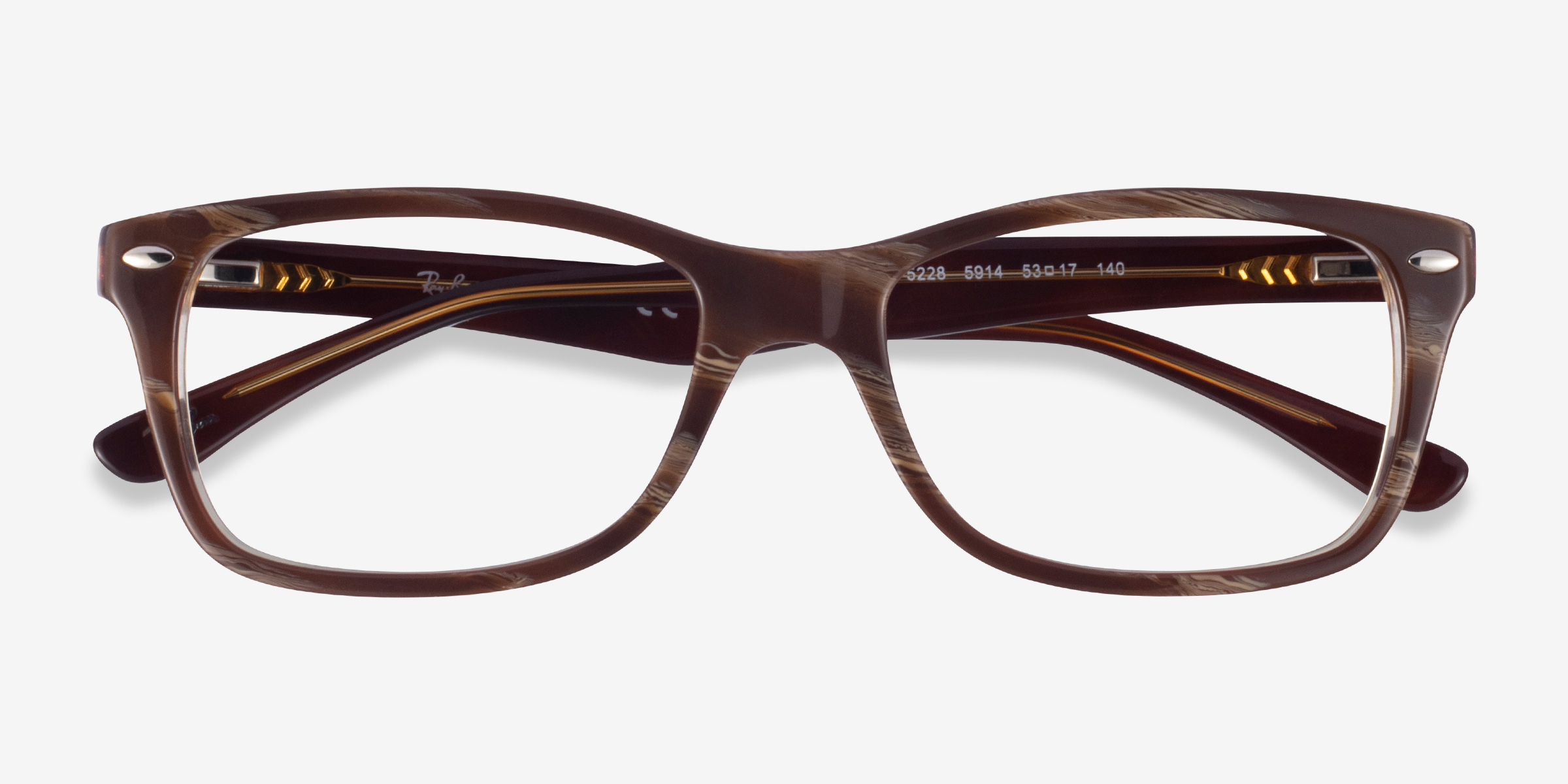 Ray-Ban RB5228 - Rectangle Brown Striped Frame Eyeglasses | Eyebuydirect