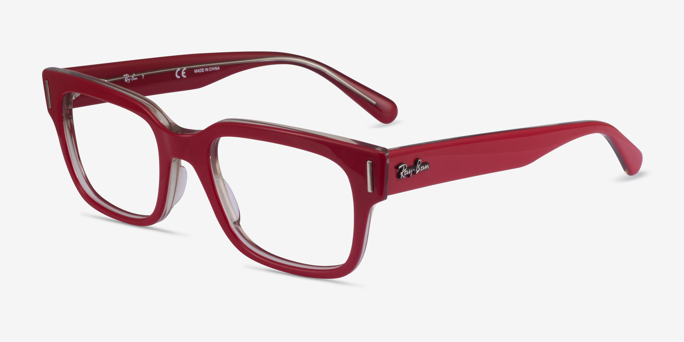 Ray-Ban Jeffrey - Rectangle Light Red Frame Glasses For Men | Eyebuydirect