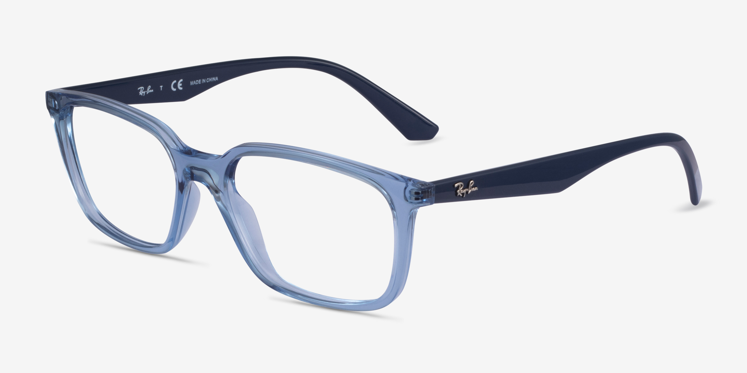 Ray-Ban RB7176 - Rectangle Clear Blue Frame Eyeglasses | Eyebuydirect ...