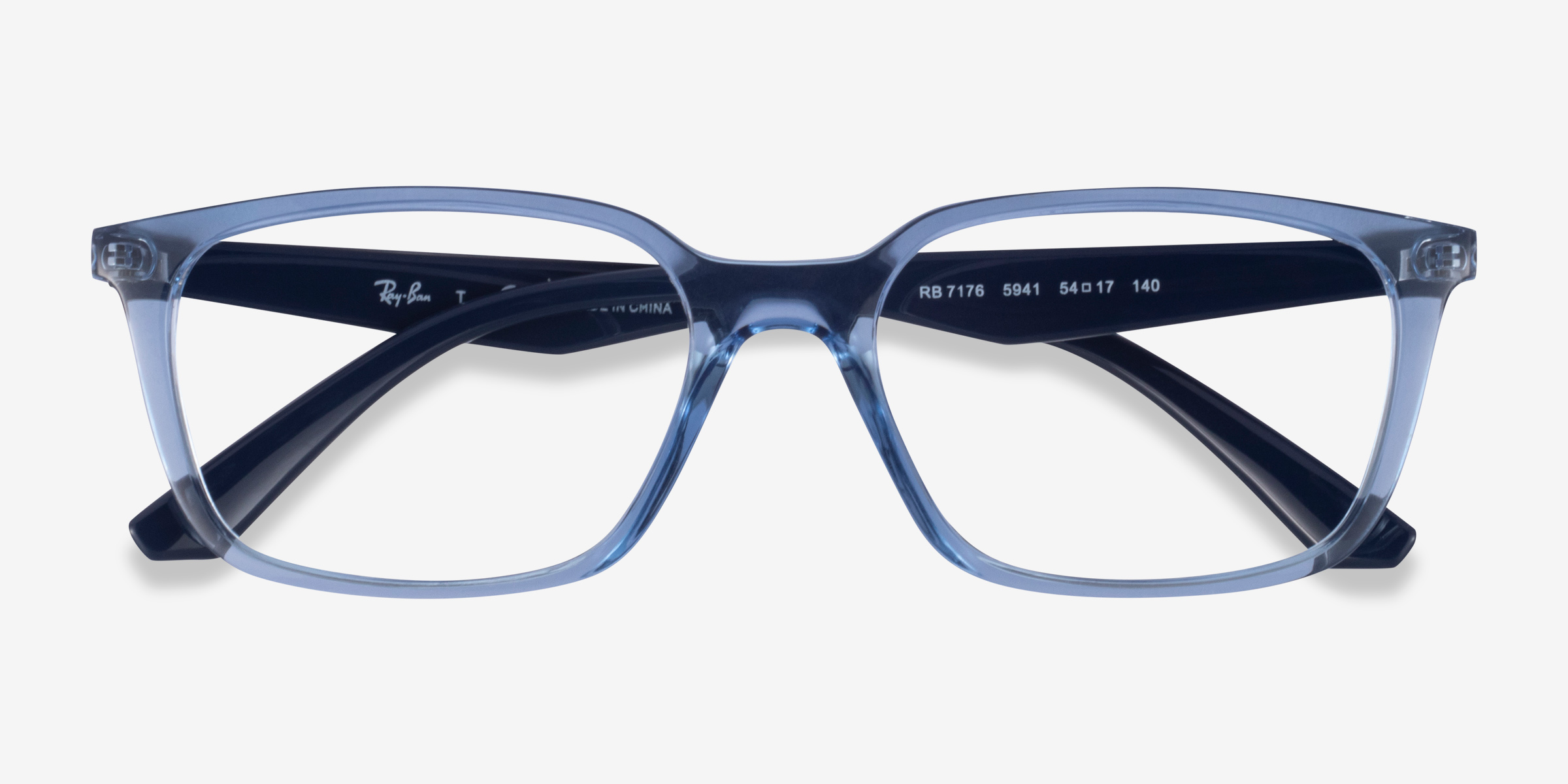 Ray-Ban RB7176 - Rectangle Clear Blue Frame Eyeglasses | Eyebuydirect ...