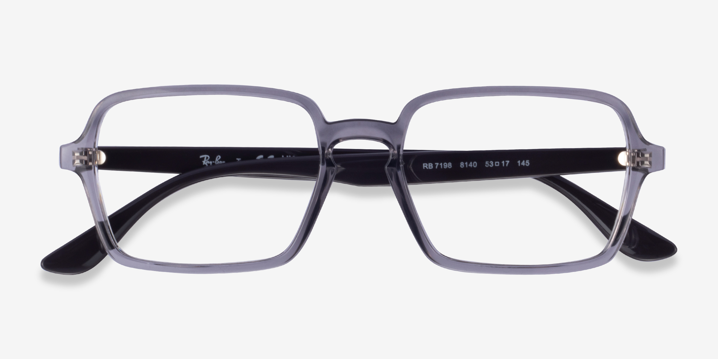 Ray-Ban RB7198 - Rectangle Transparent Gray Frame Eyeglasses | Eyebuydirect