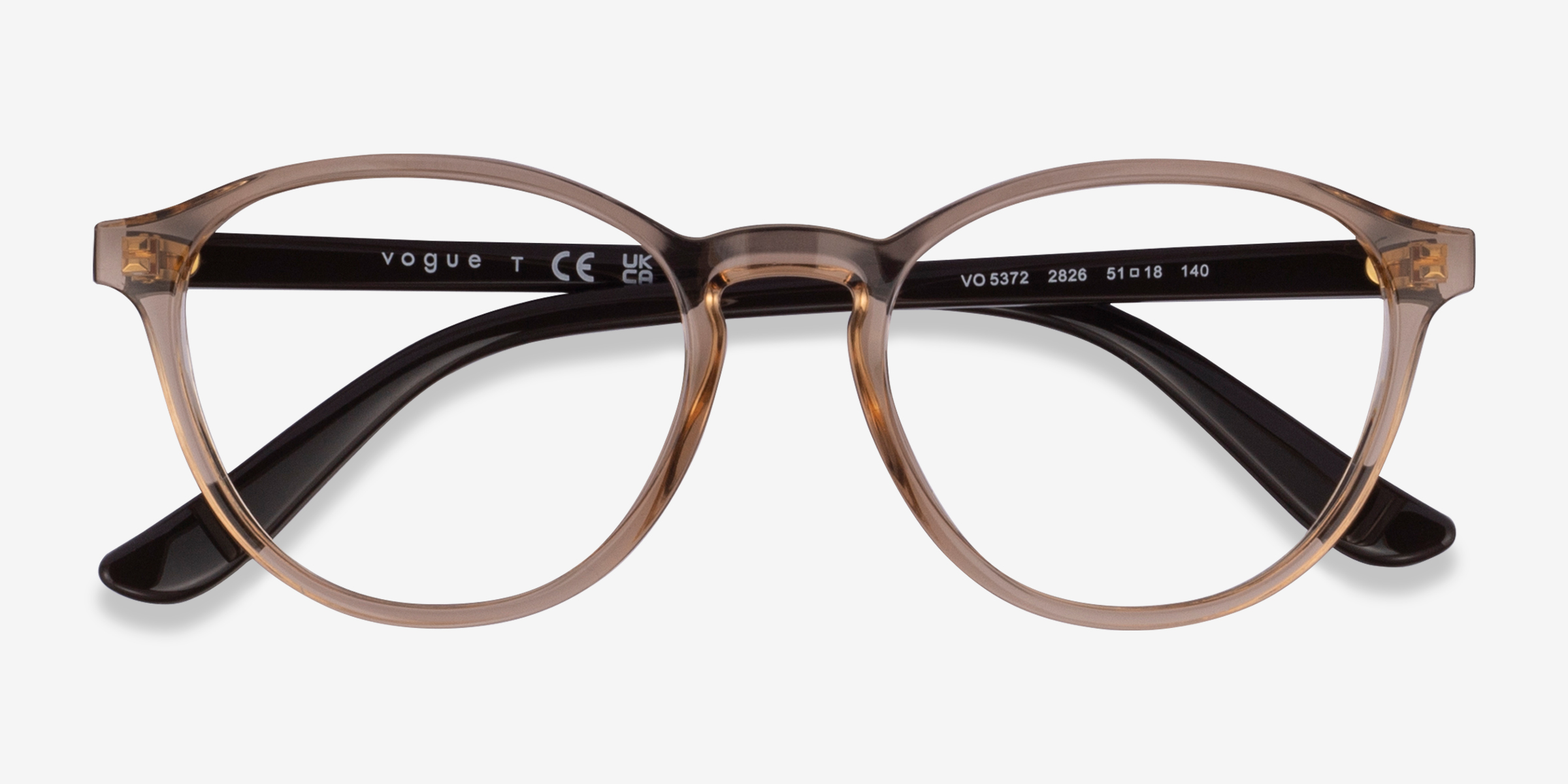 Vogue Eyewear VO5372 - Round Transparent Brown Frame Eyeglasses ...