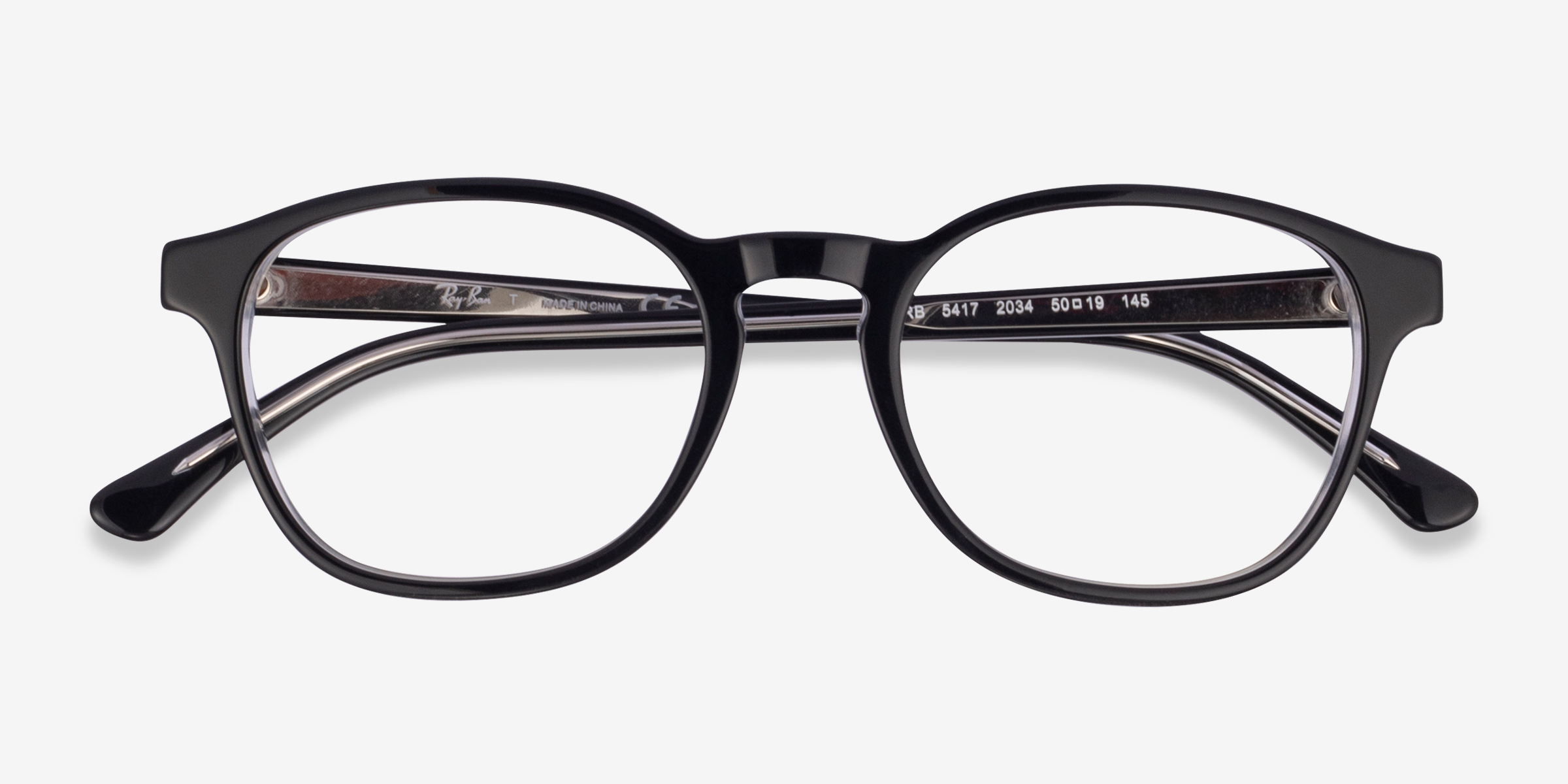Ray-Ban RB5417 - Round Transparent Black Frame Eyeglasses | Eyebuydirect