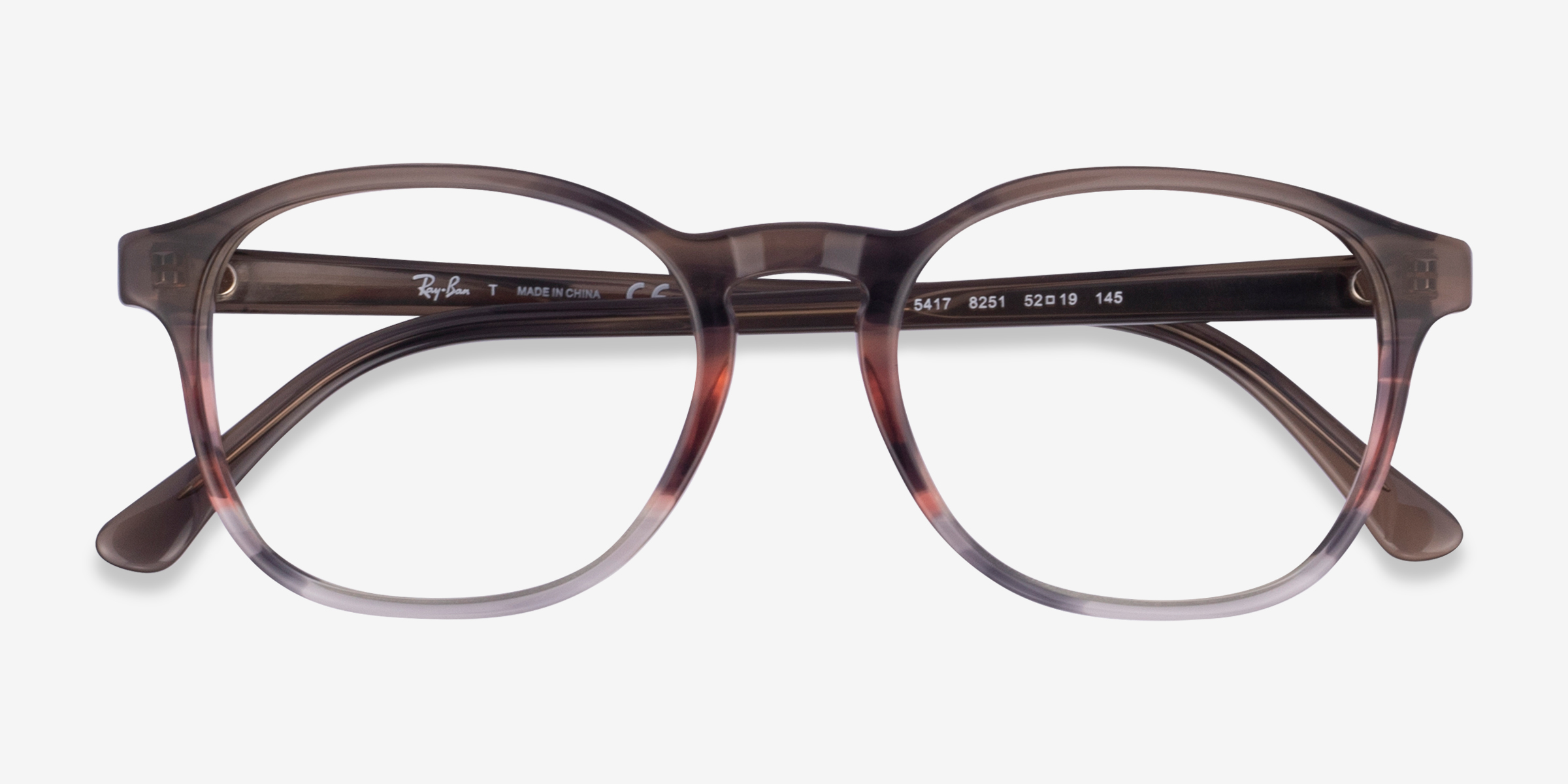 Ray-Ban RB5417 - Round Striped Brown Red Frame Eyeglasses | Eyebuydirect