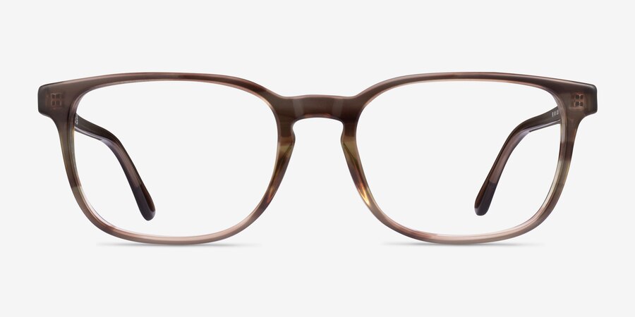Ray-Ban RB5418 - Rectangle Striped Brown Green Frame Eyeglasses ...