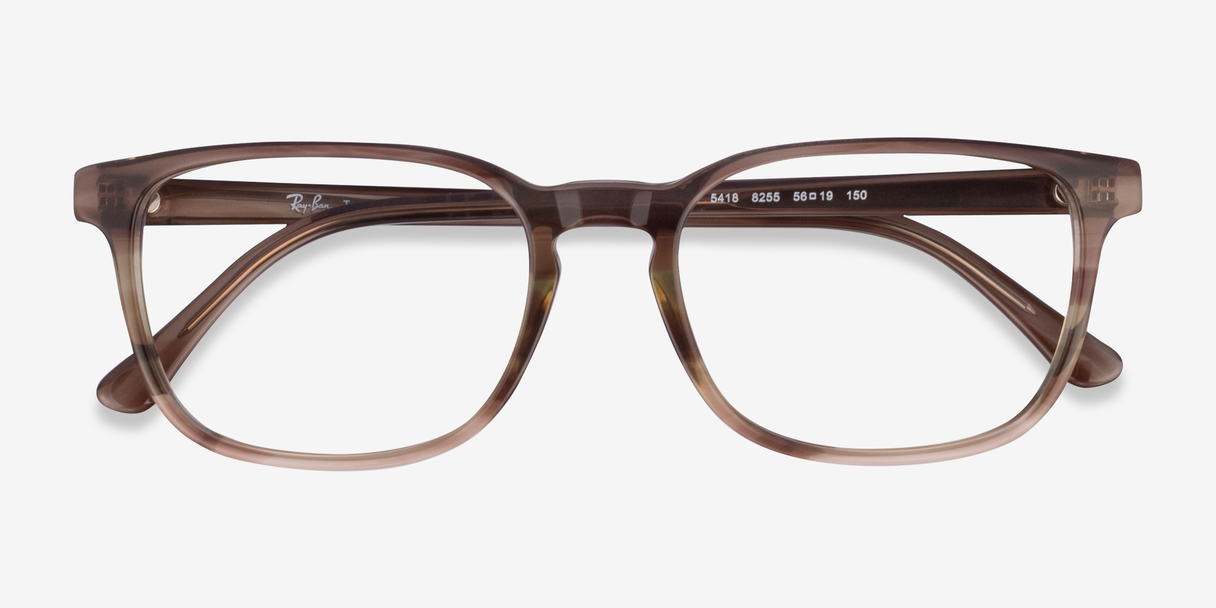 Ray-Ban RB5418 - Rectangle Striped Brown Green Frame Eyeglasses ...