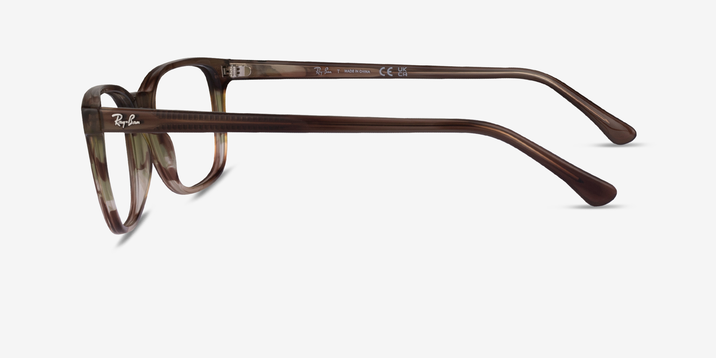 Ray-Ban RB5418 - Rectangle Striped Brown Frame Eyeglasses ...