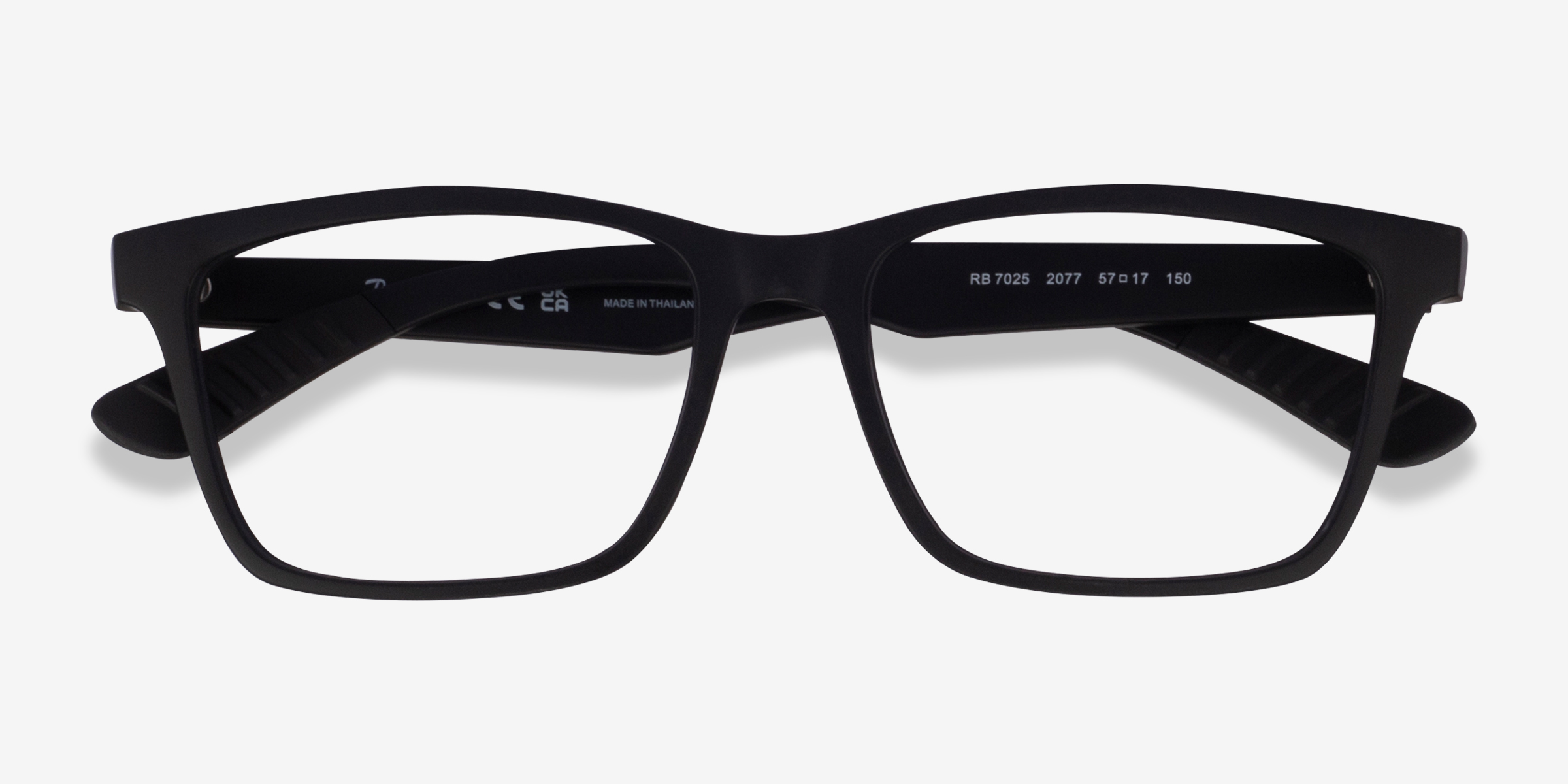 Ray-Ban RB7025 - Rectangle Matte Black Frame Eyeglasses | Eyebuydirect ...
