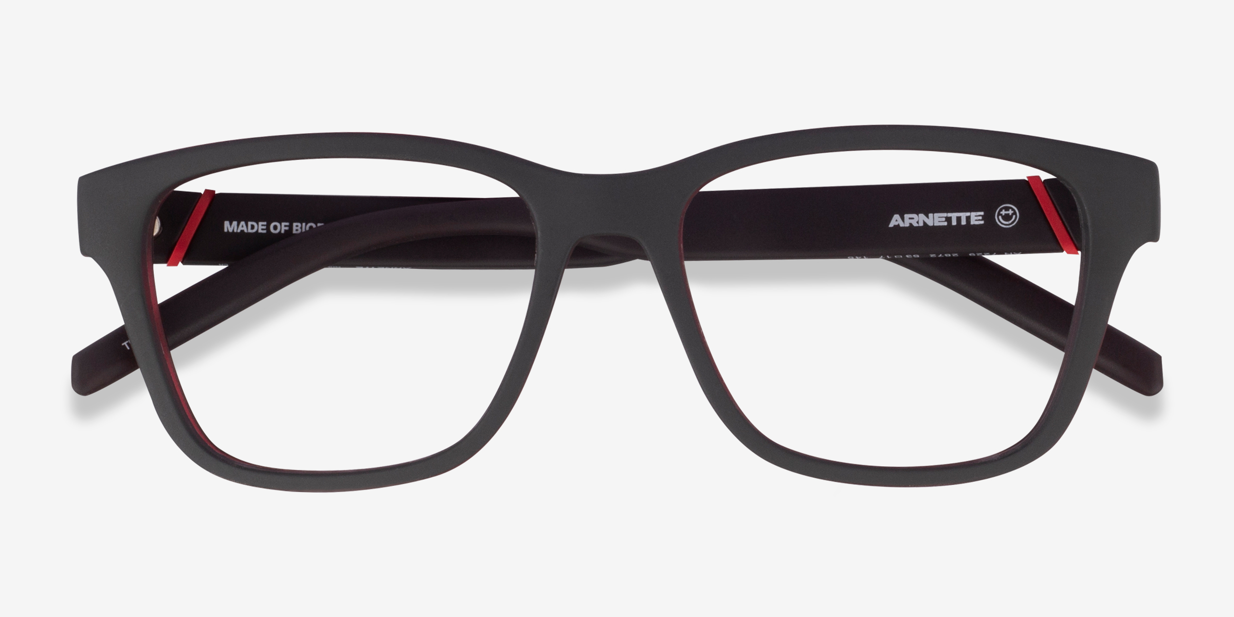 ARNETTE Telmo - Square Matte Gray Red Frame Eyeglasses | Eyebuydirect