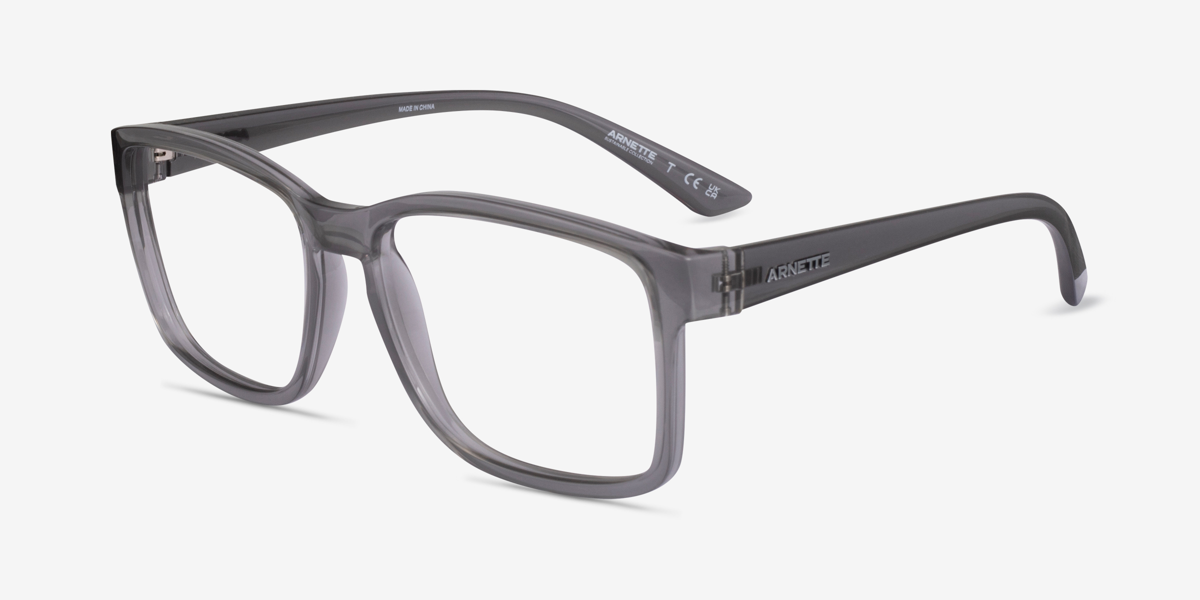 ARNETTE Dirkk - Square Shiny Transparent Gray Frame Eyeglasses ...