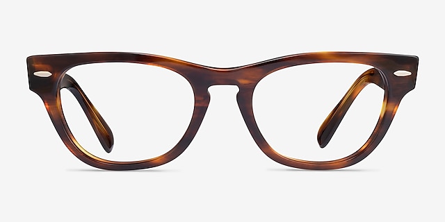 Ray Ban Rb2201v Laramie Cat Eye Striped Tortoise Frame Glasses For