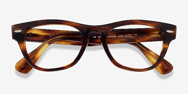 Ray Ban Rb2201v Laramie Cat Eye Striped Tortoise Frame Glasses For