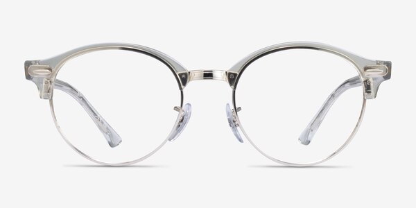 Ray-Ban RB4246V Clubround - Browline White Transparent Frame Eyeglasses ...