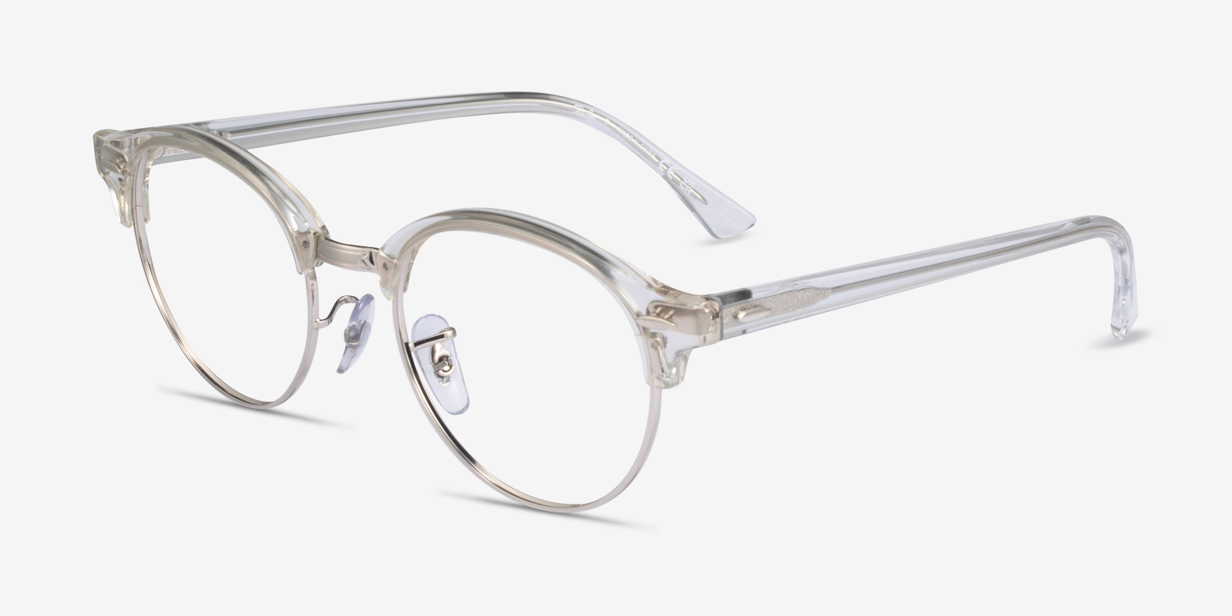 Ray-Ban RB4246V Clubround - Browline White Transparent Frame Eyeglasses ...