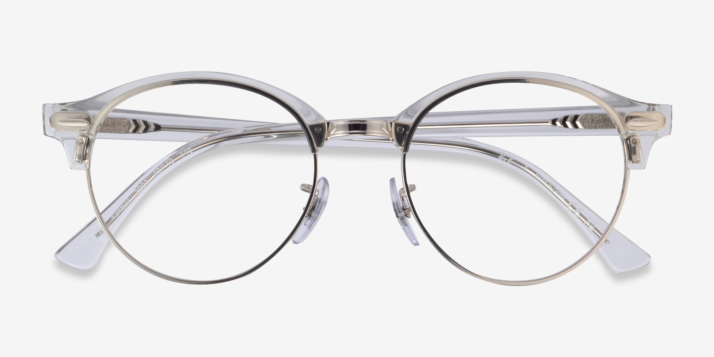 Ray-Ban RB4246V Clubround - Browline White Transparent Frame Eyeglasses ...