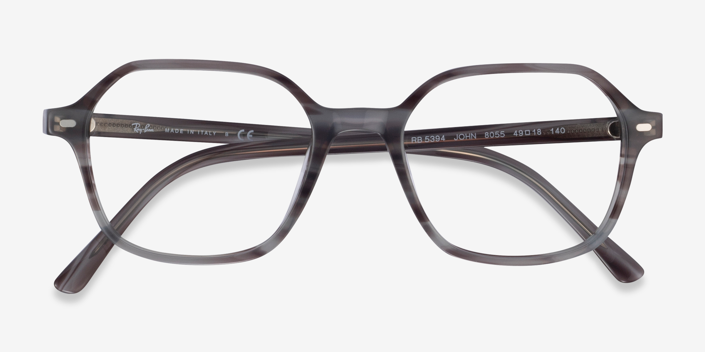 Ray-Ban RB5394 John - Square Striped Gray Frame Eyeglasses ...