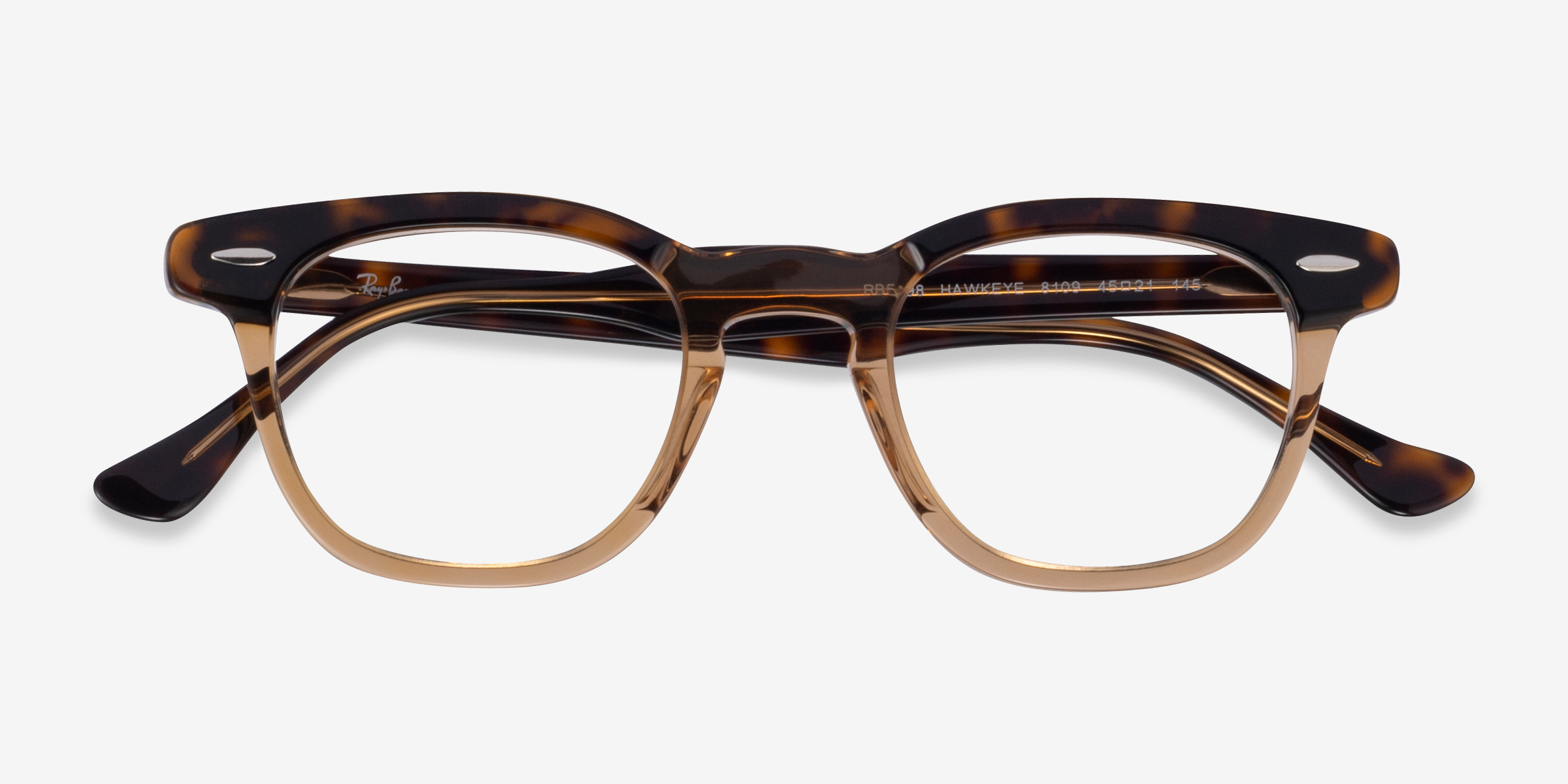 Ray-Ban RB5398 Hawkeye - Square Tortoise Transparent Brown Frame ...