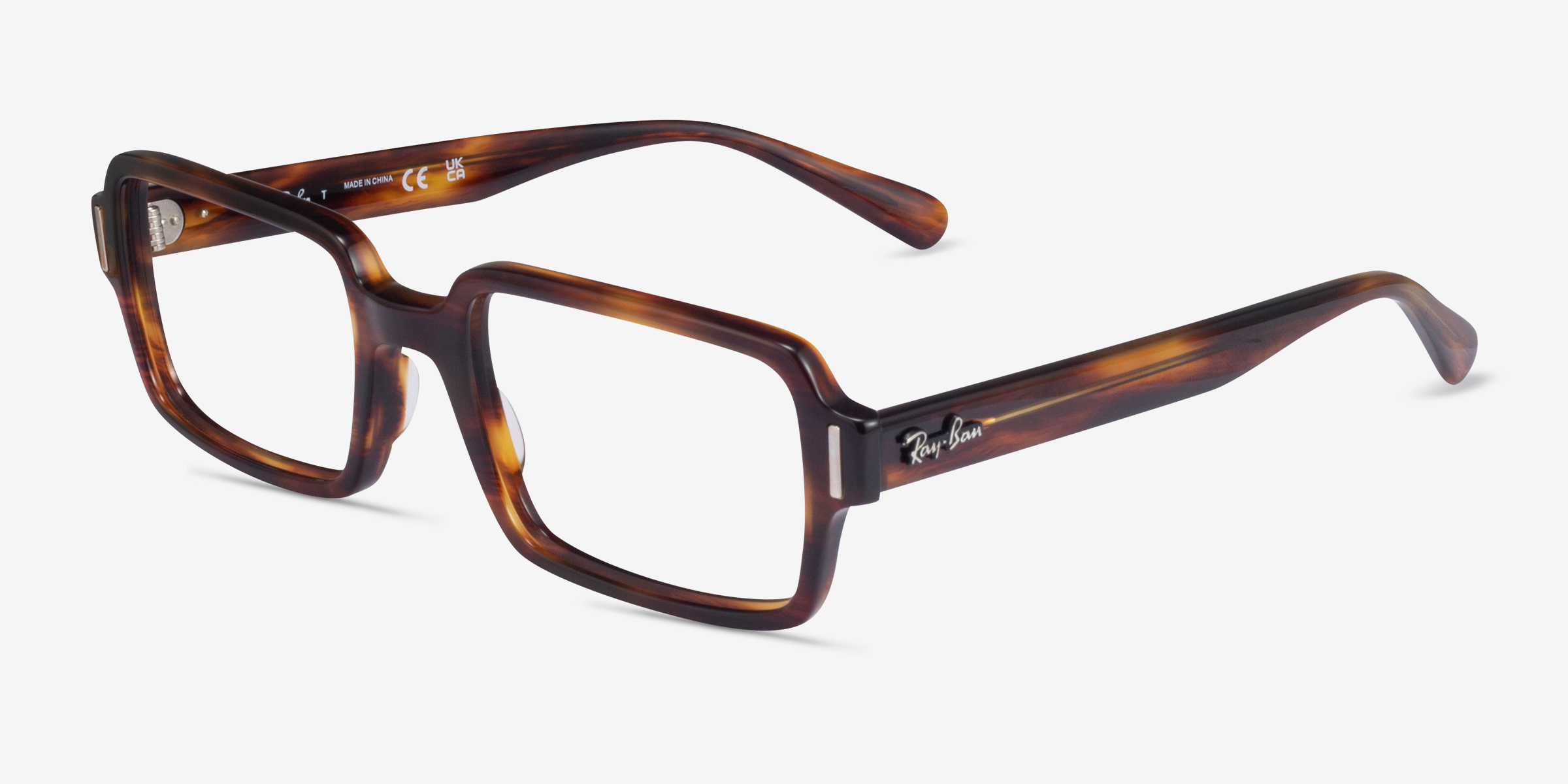 Ray-Ban RB5473 Benji - Rectangle Striped Tortoise Frame Eyeglasses ...