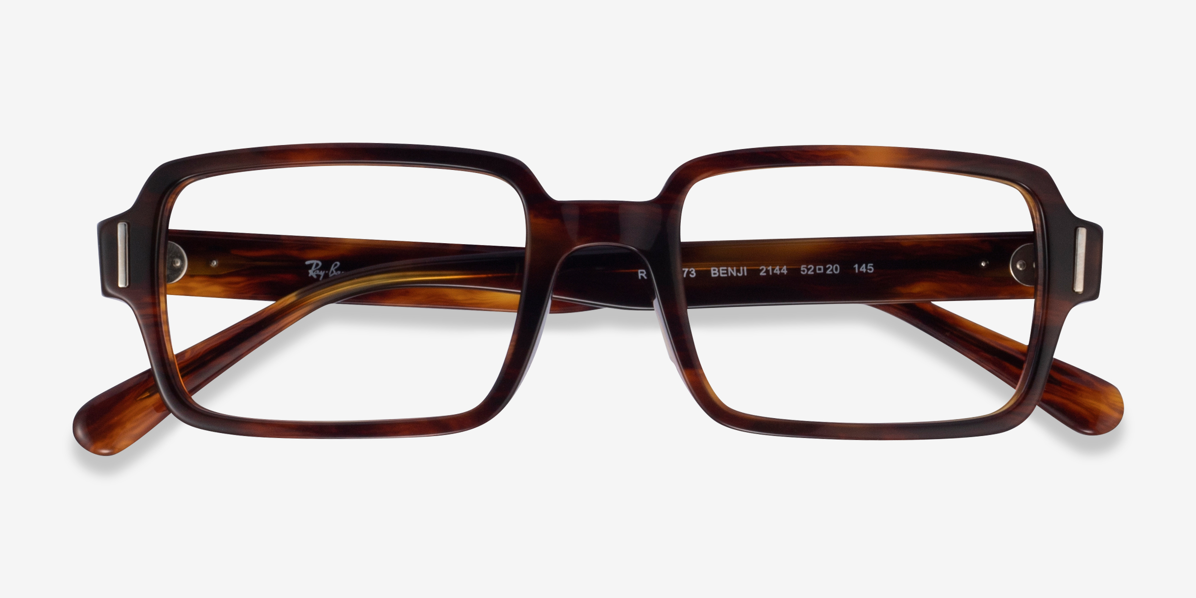 Ray-Ban RB5473 Benji - Rectangle Striped Tortoise Frame Eyeglasses ...