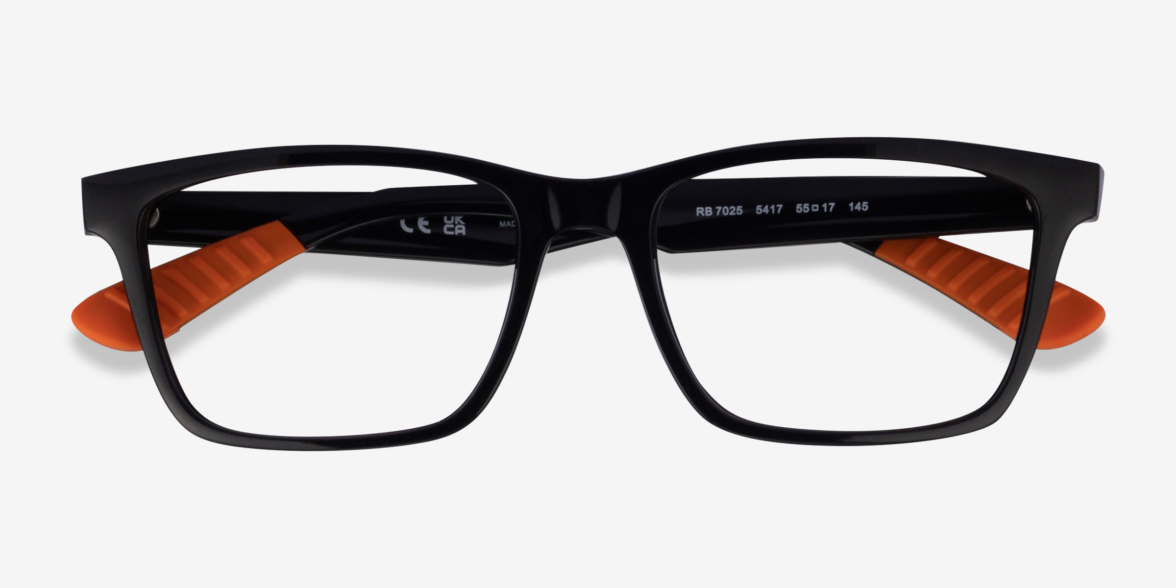 Ray-Ban RB7025 - Rectangle Satin Black Frame Eyeglasses | Eyebuydirect