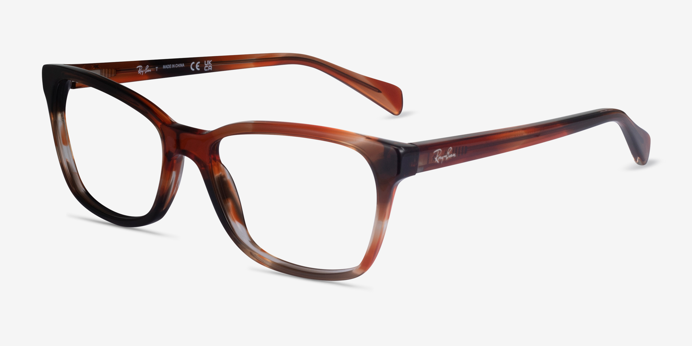 Ray-Ban RB5362 - Cat Eye Striped Brown Frame Glasses For Women ...