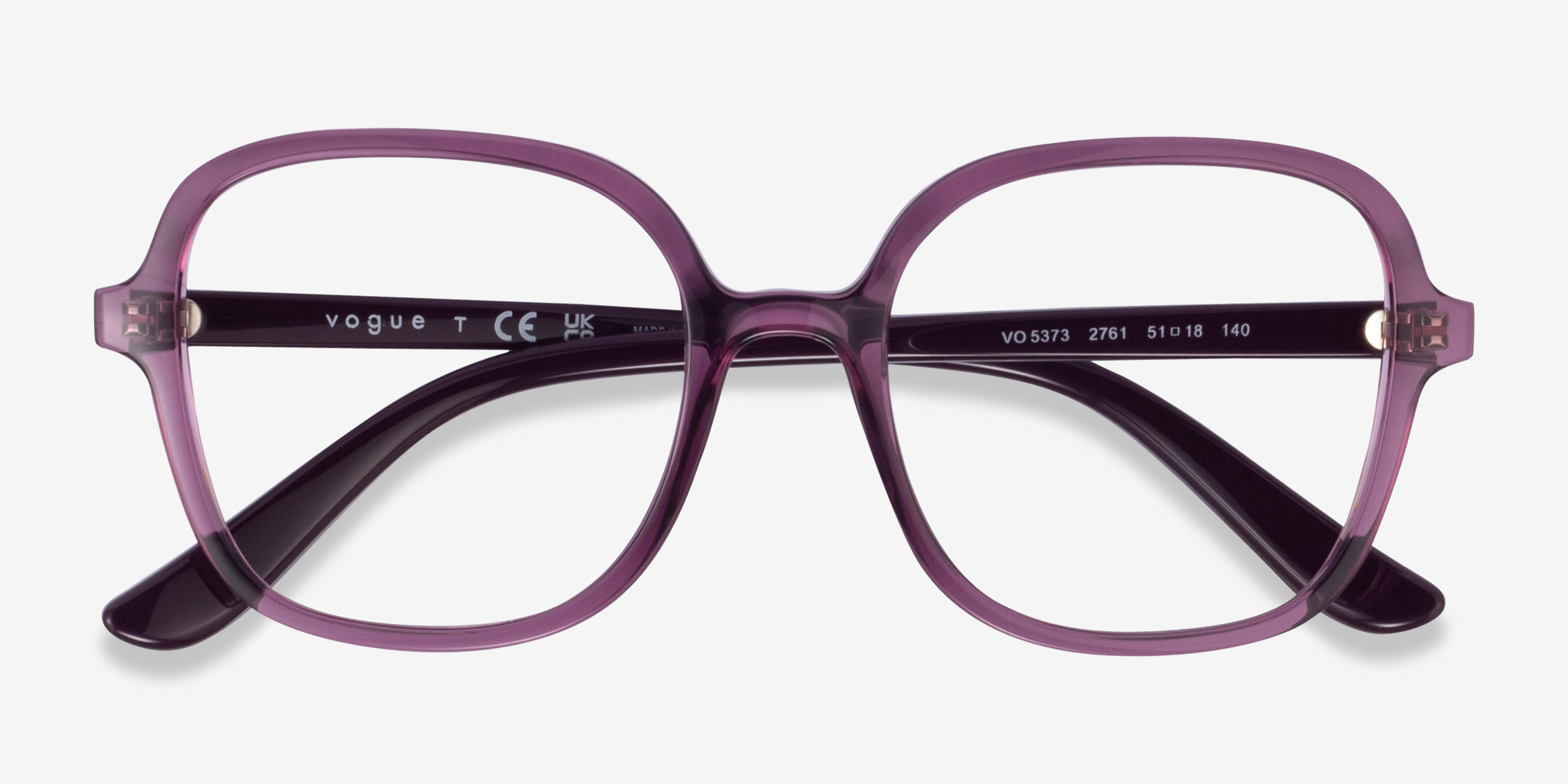 Vogue Eyewear VO5373 - Square Transparent Violet Frame Glasses For ...