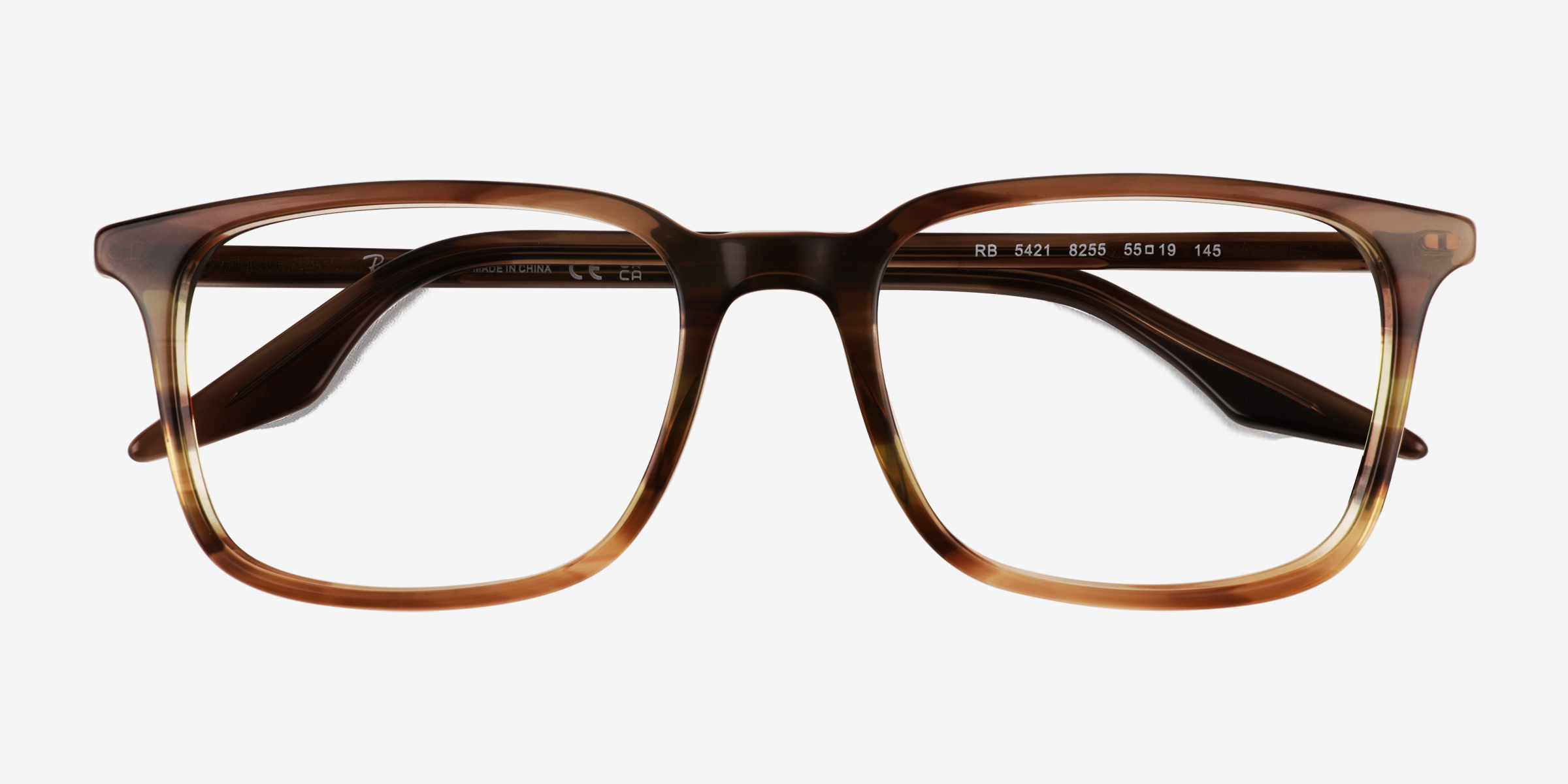 Ray-Ban RB5421 - Rectangle Striped Brown Frame Eyeglasses ...