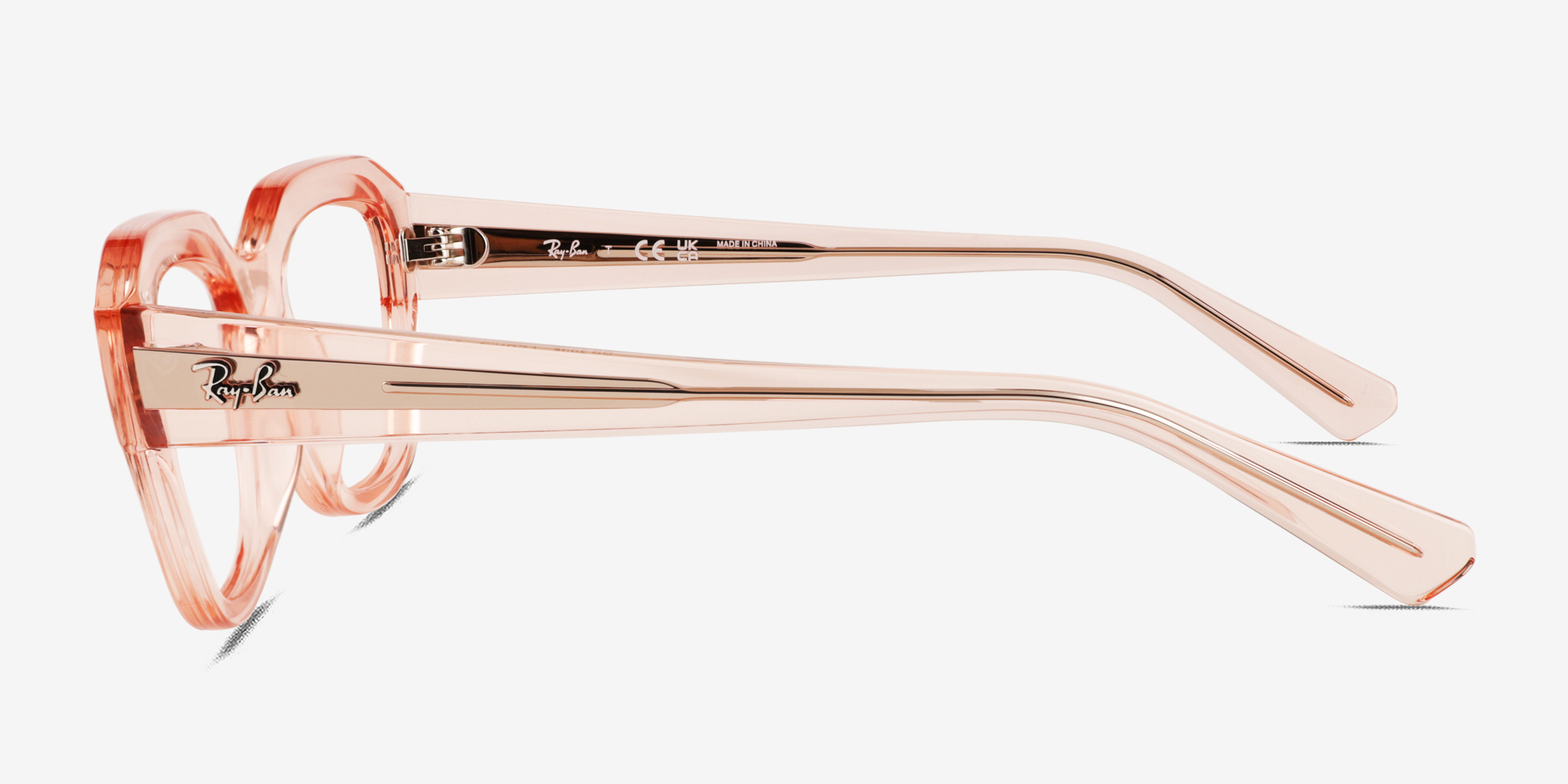 Ray-Ban RB7225 Leonid - Square Transparent Pink Frame Glasses For Women ...