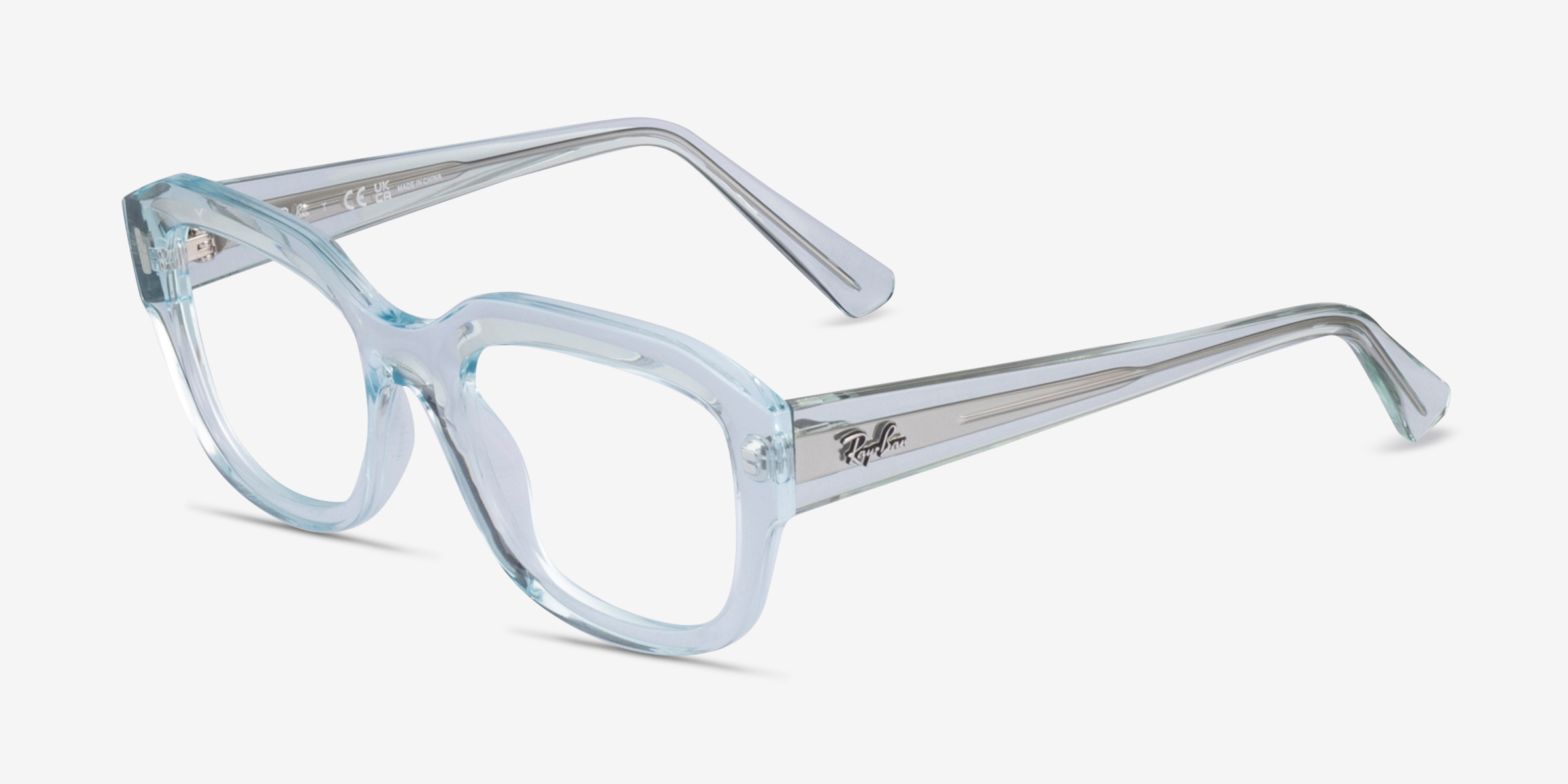 Ray-Ban RB7225 Leonid - Square Transparent Blue Frame Eyeglasses ...