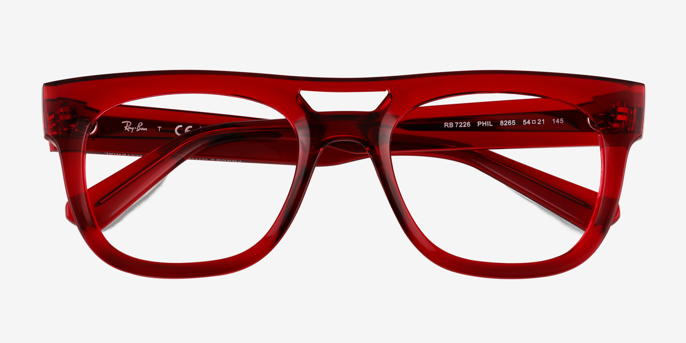 Ray-Ban RB7226 Phil - Aviator Transparent Red Frame Eyeglasses ...