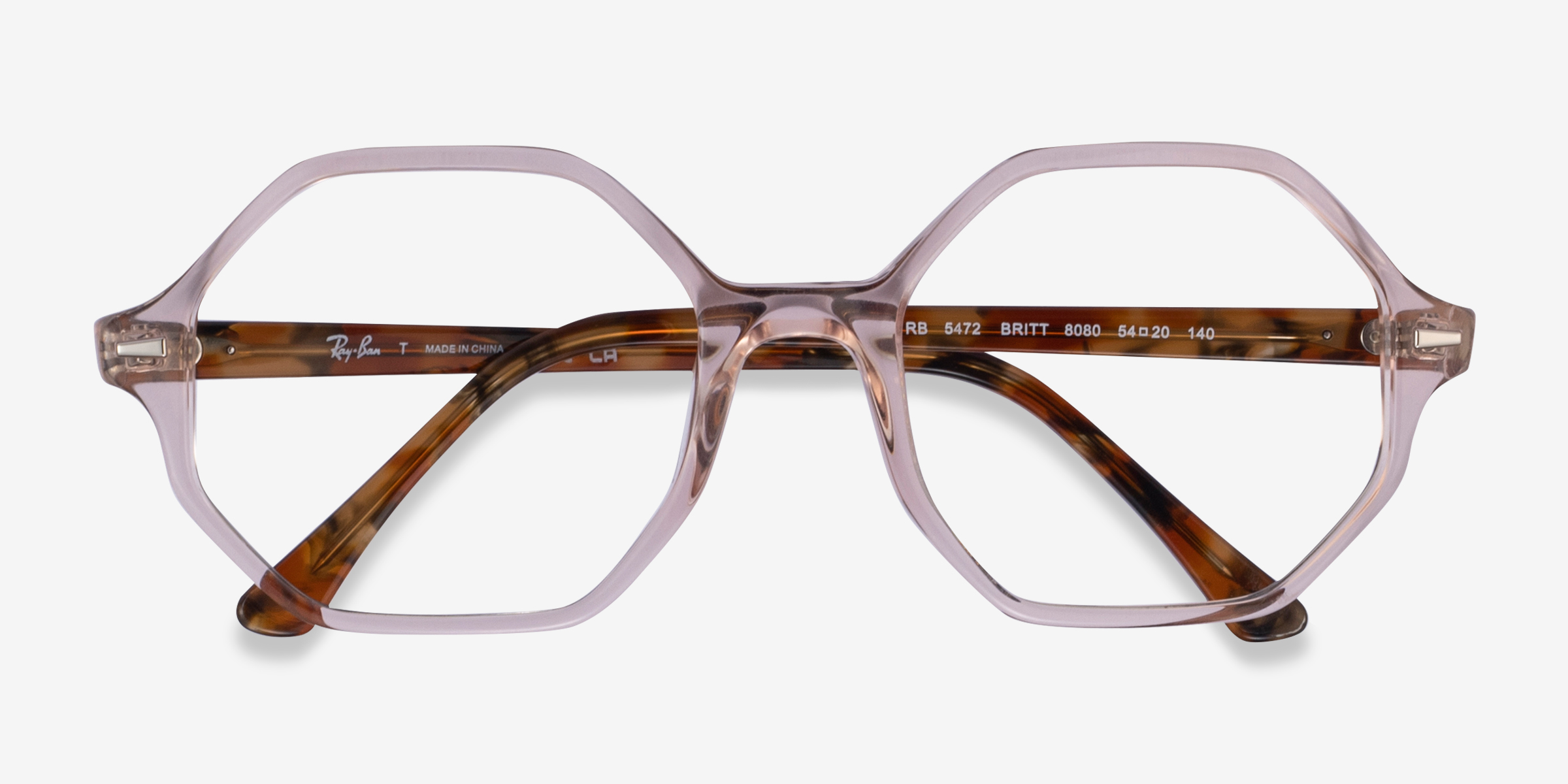 Ray-Ban RB5472 Britt - Square Transparent Light Brown Frame Glasses For ...