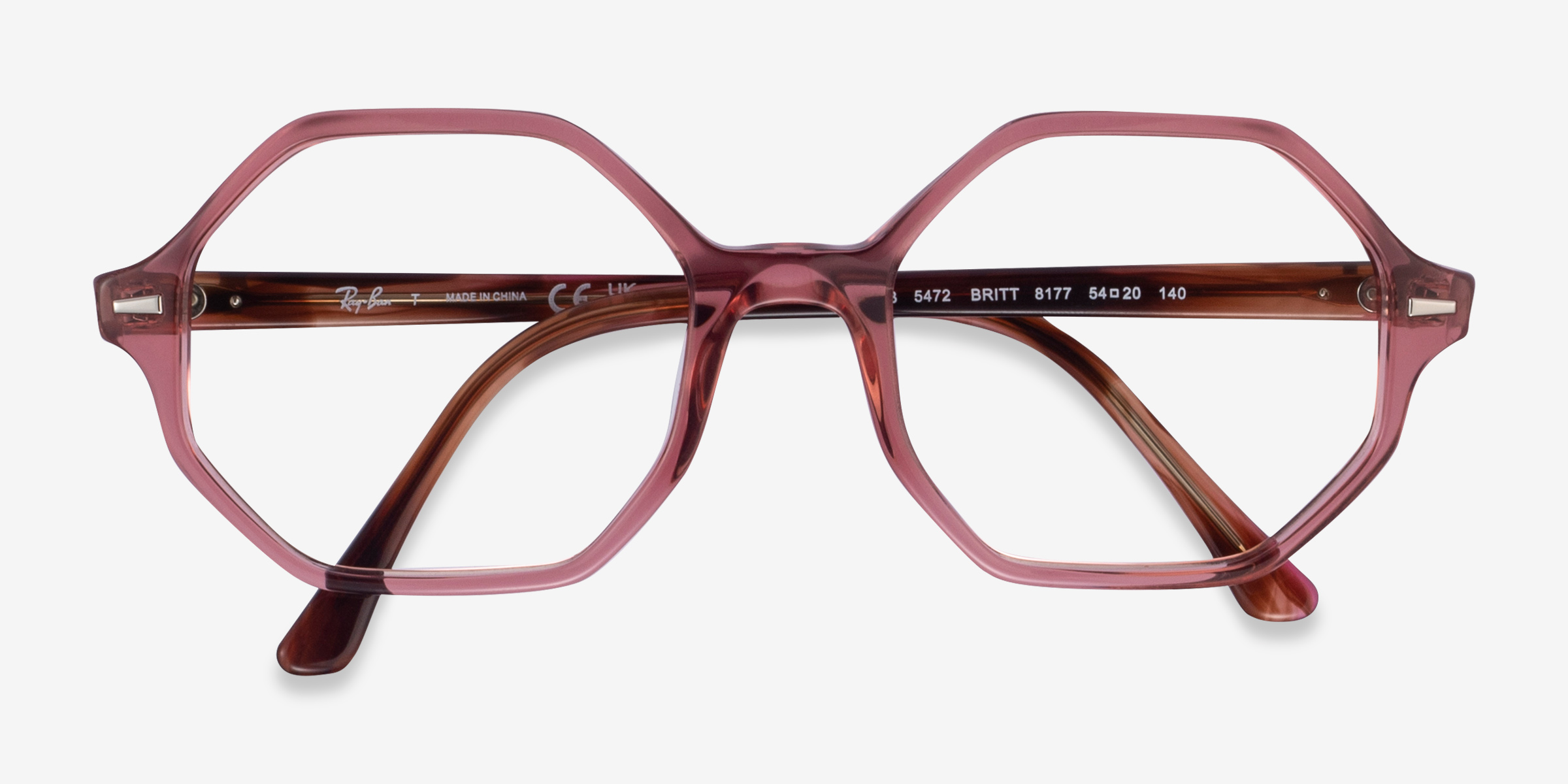 Ray-Ban RB5472 Britt - Square Transparent Pink Frame Glasses For Women ...