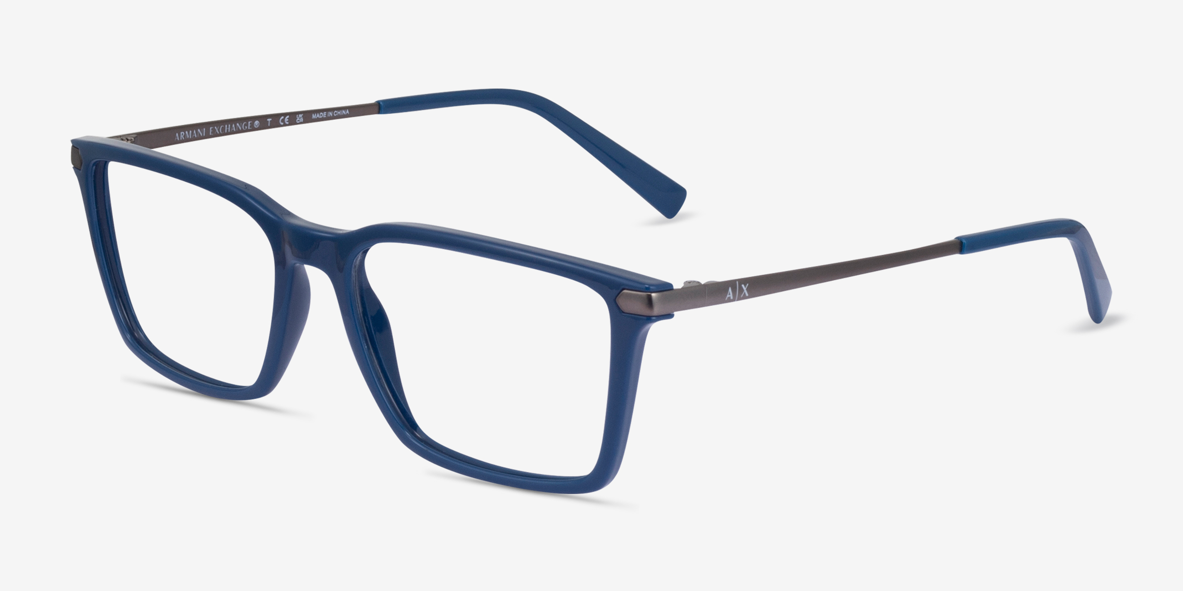 Armani Exchange AX3077 - Rectangle Blue Frame Eyeglasses | Eyebuydirect