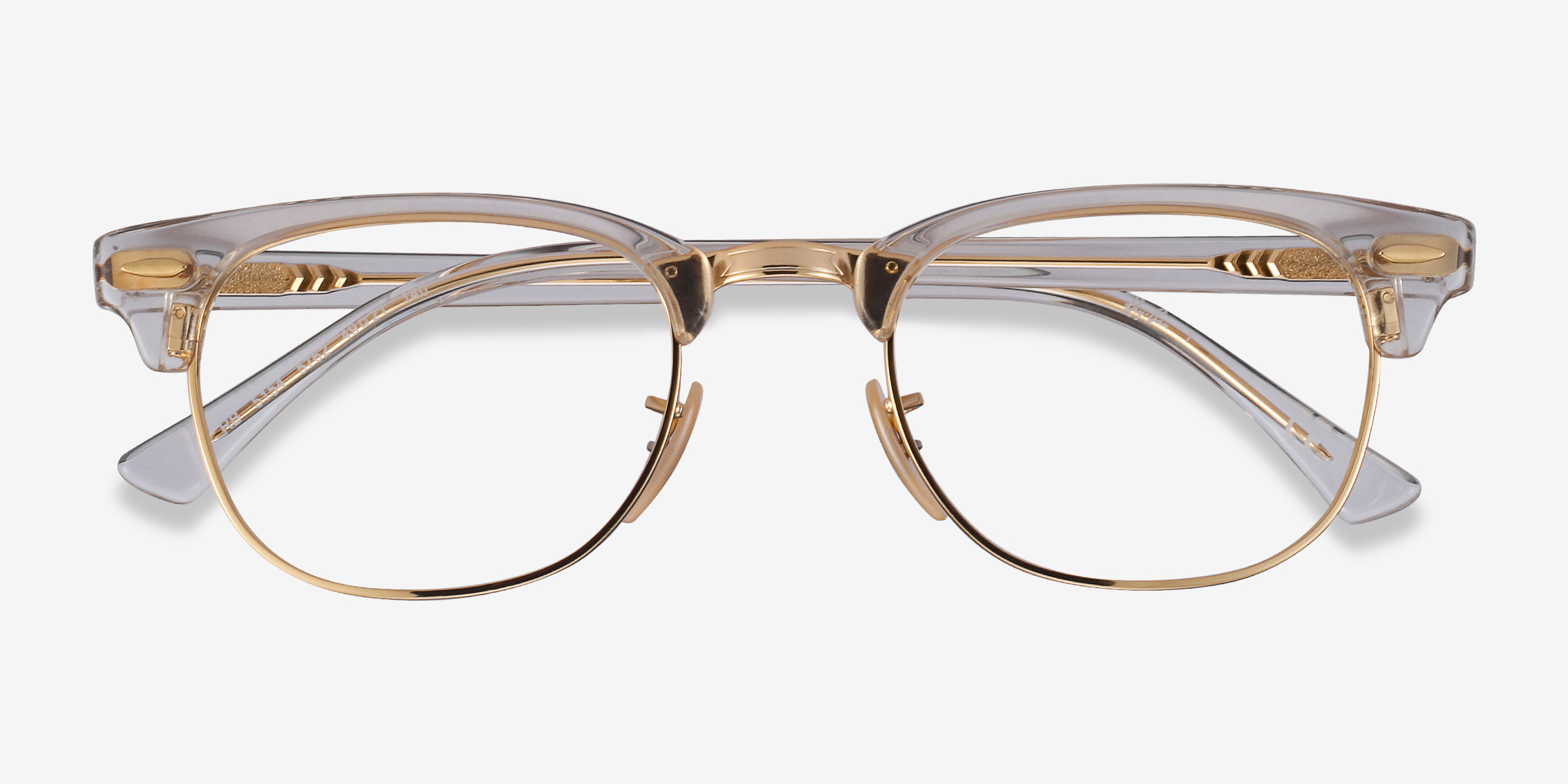 Ray-Ban RB5154 Clubmaster - Browline Gold Transparent Frame Eyeglasses ...