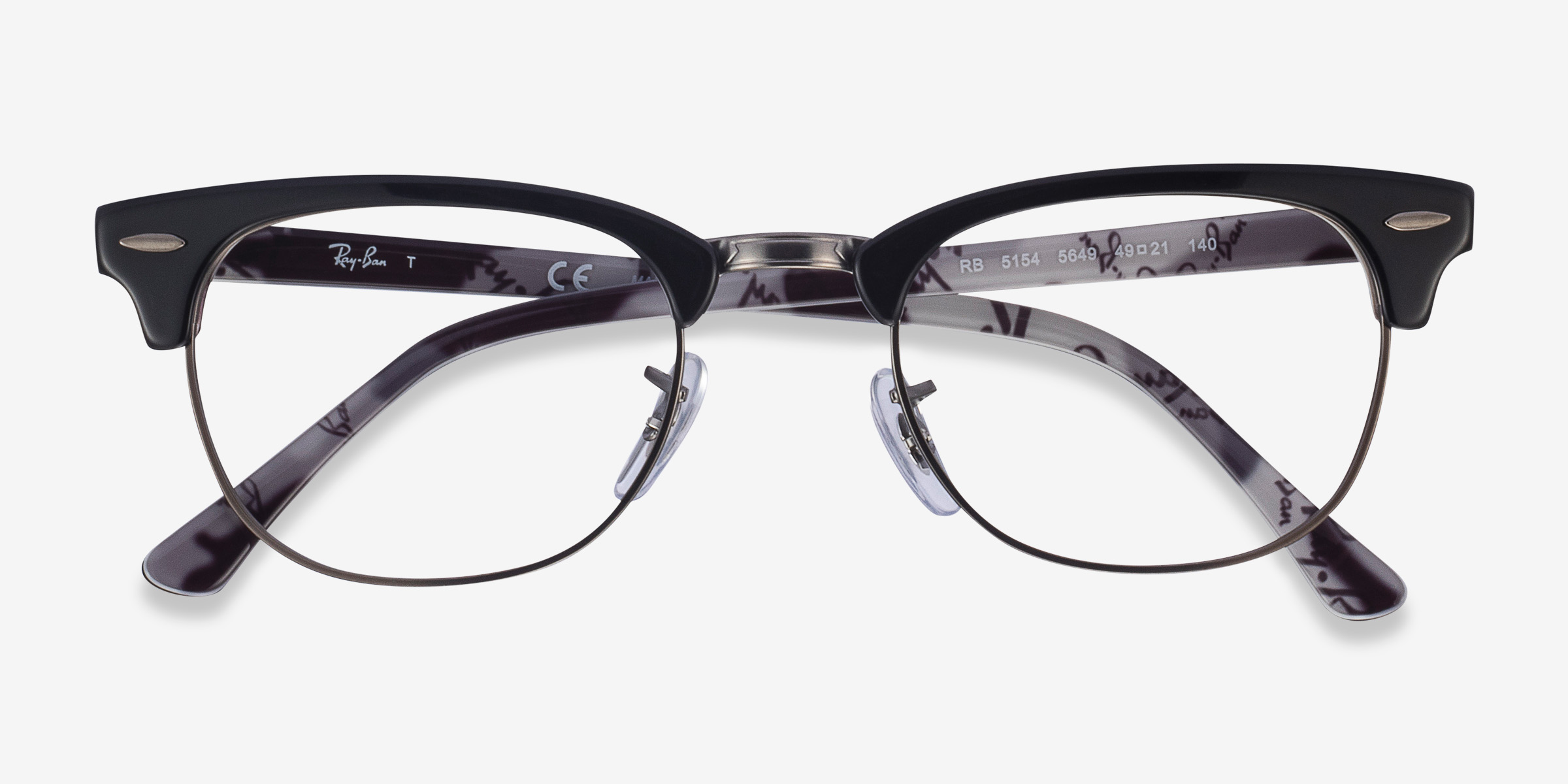 Ray-Ban RB5154 Clubmaster - Browline Black Multicolor Frame Eyeglasses ...