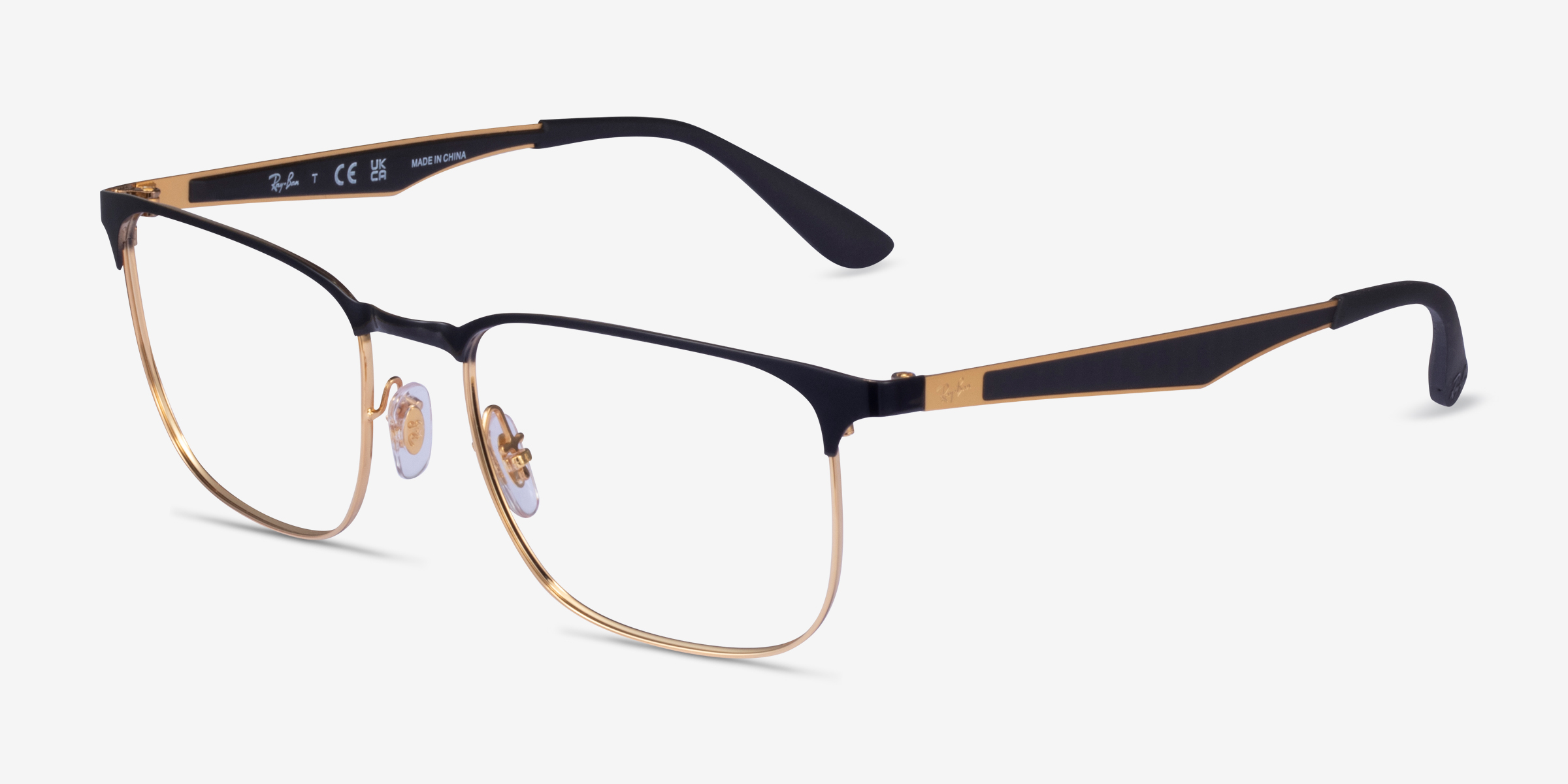 Ray-Ban RB6363 - Square Black Gold Frame Eyeglasses | Eyebuydirect