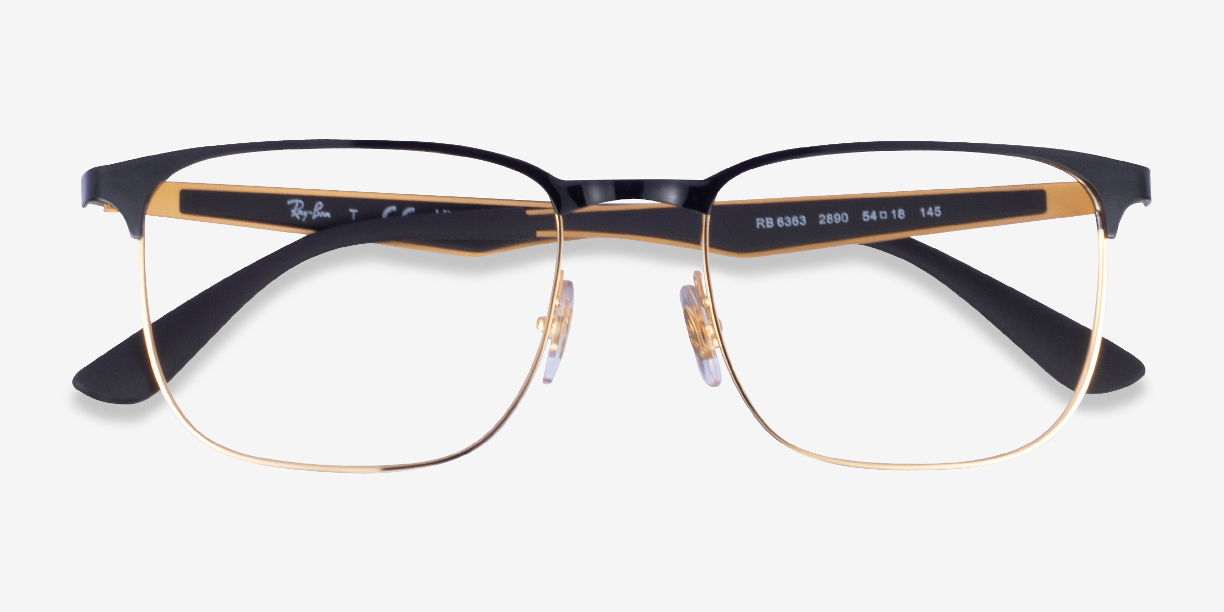 Ray-Ban RB6363 - Square Black Gold Frame Eyeglasses | Eyebuydirect Canada