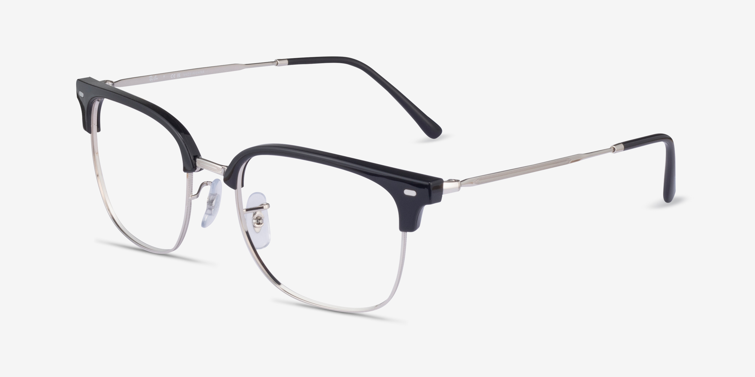 Ray-Ban RB7216 New Clubmaster - Browline Black Silver Frame Eyeglasses ...