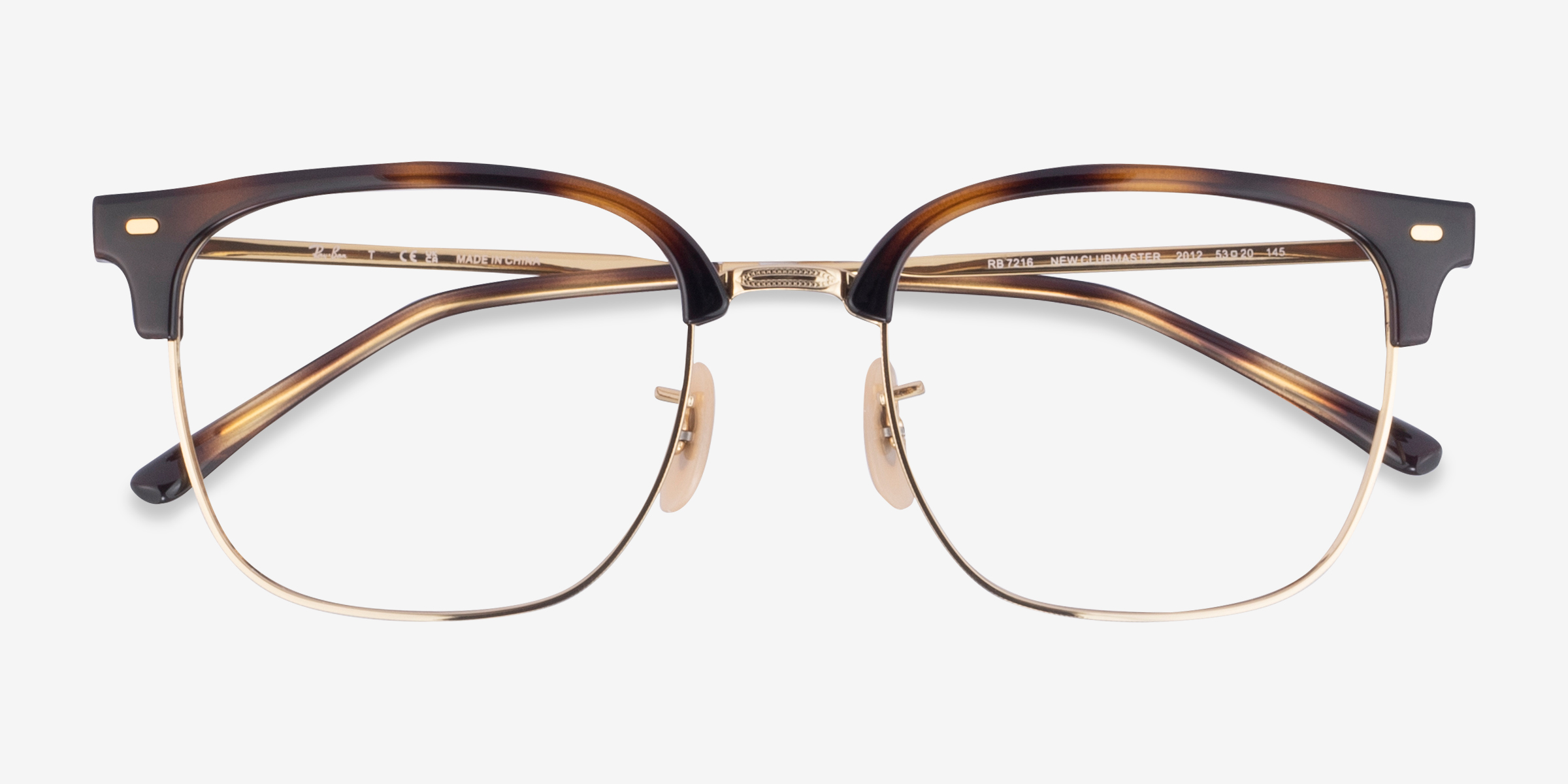 Ray-Ban RB7216 New Clubmaster - Browline Tortoise Gold Frame Eyeglasses ...