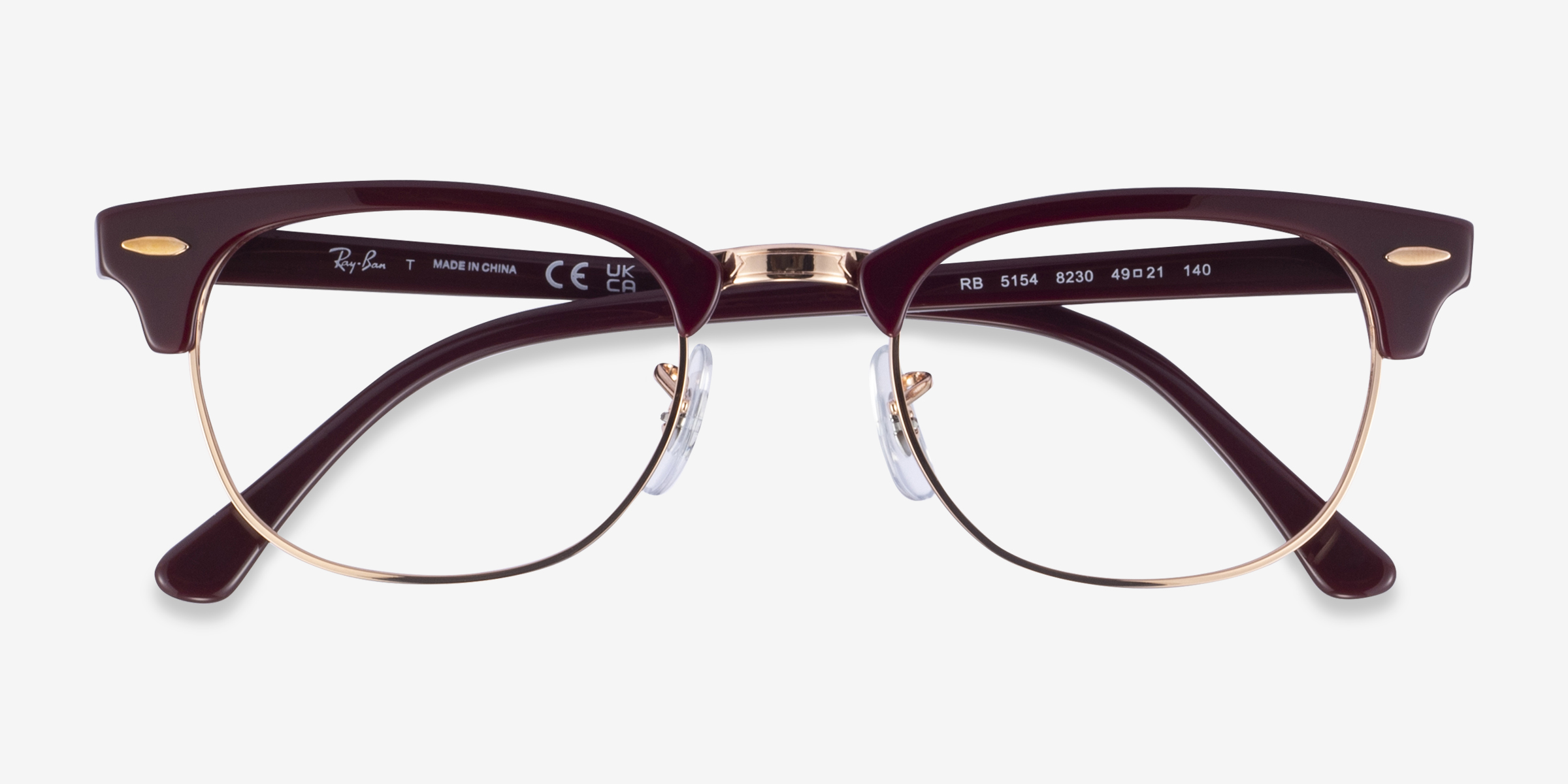 Ray-Ban RB5154 Clubmaster - Browline Brown Rose Gold Frame Eyeglasses ...