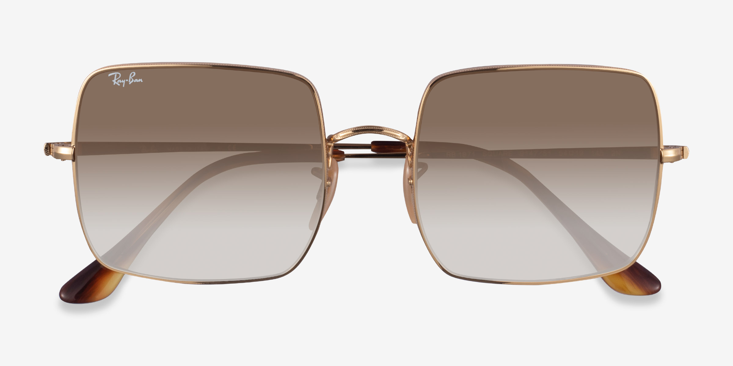 Ray-Ban RB1971 Square - Square Gold Frame Sunglasses For Women ...