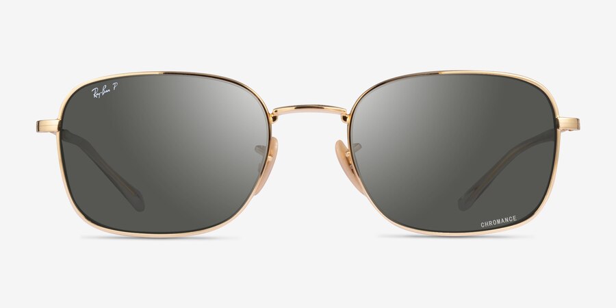 Ray-Ban RB3706 - Rectangle Gold Frame Prescription Sunglasses ...