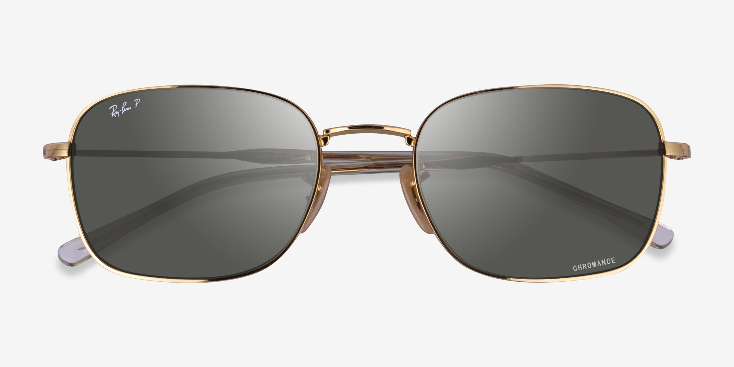 Ray-Ban RB3706 - Rectangle Gold Frame Prescription Sunglasses ...
